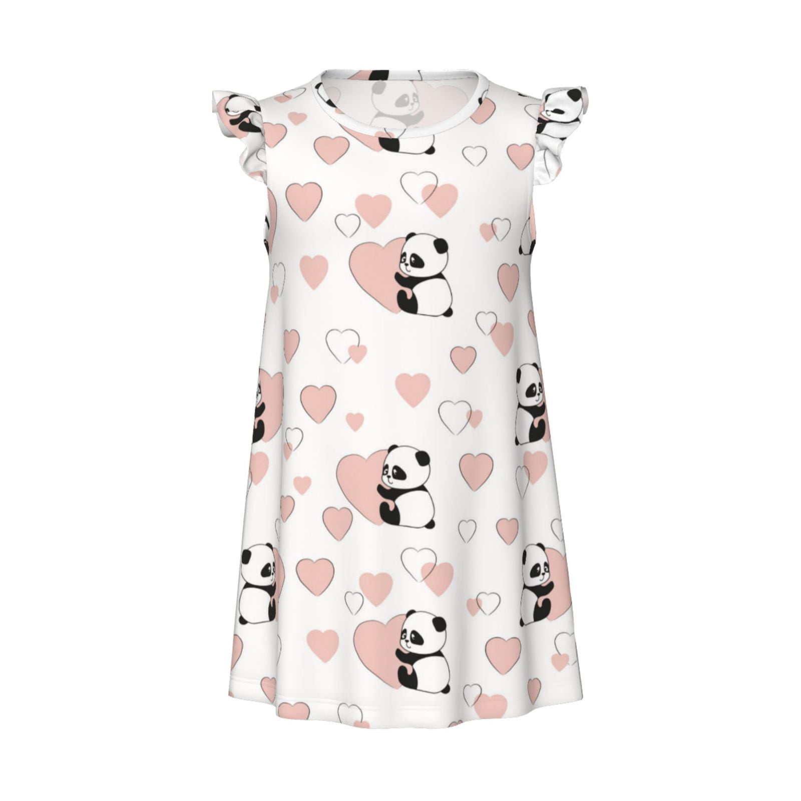 Ratiio Heart Panda Print Girls Nightgowns, Princess Pajama Dresses for ...