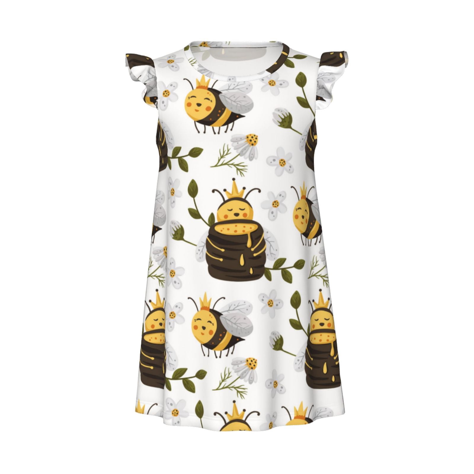 Ratiio Honey Bee Insect Print Girls Nightgowns, Princess Pajama Dresses ...