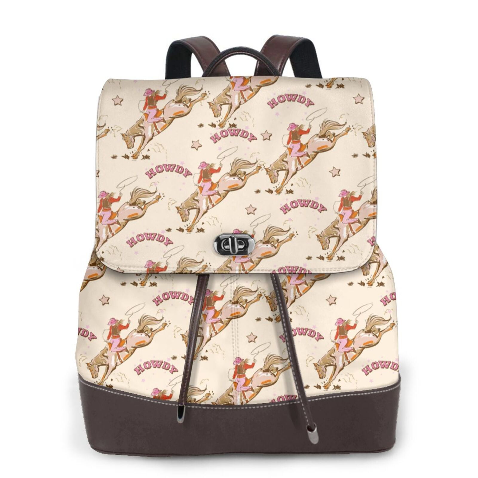 Ratiio Howdy Cowgirl Pattern Womens Backpack Purse Leather Backpack ...