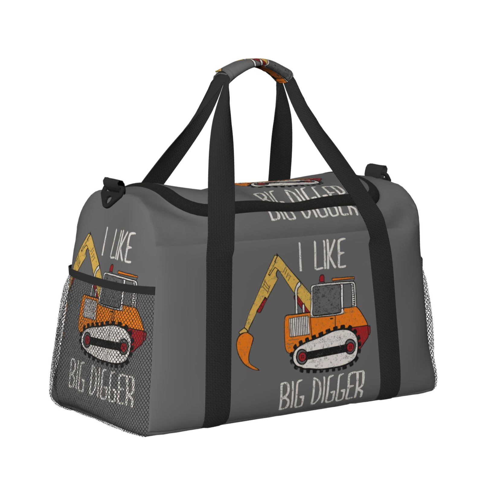 Ratiio I Like Big Digger Pattern Hand Travel Bag, Weekender Carry On ...