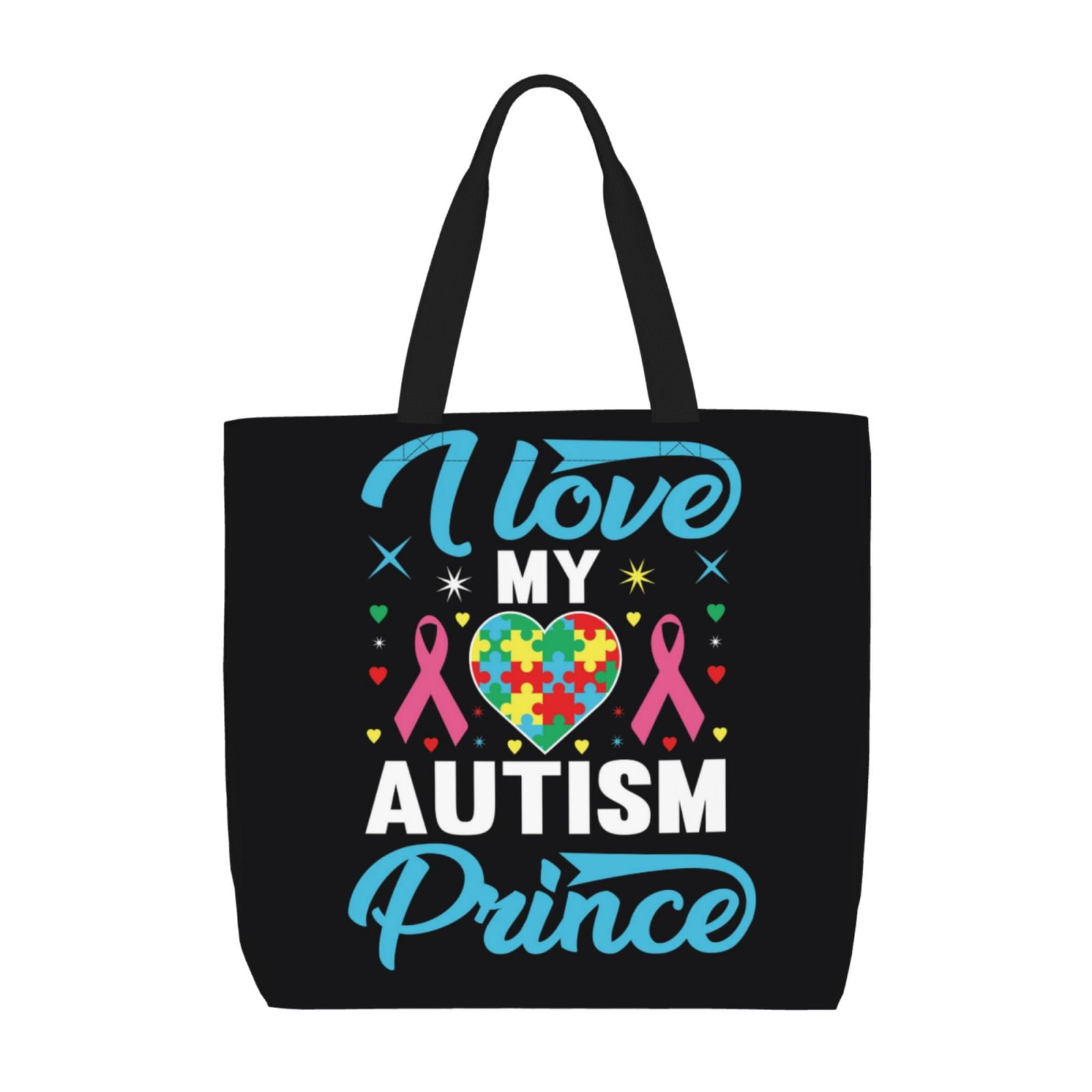 Ratiio I Love My Autism Print Reusable Grocery Bag Shopping Bags with ...