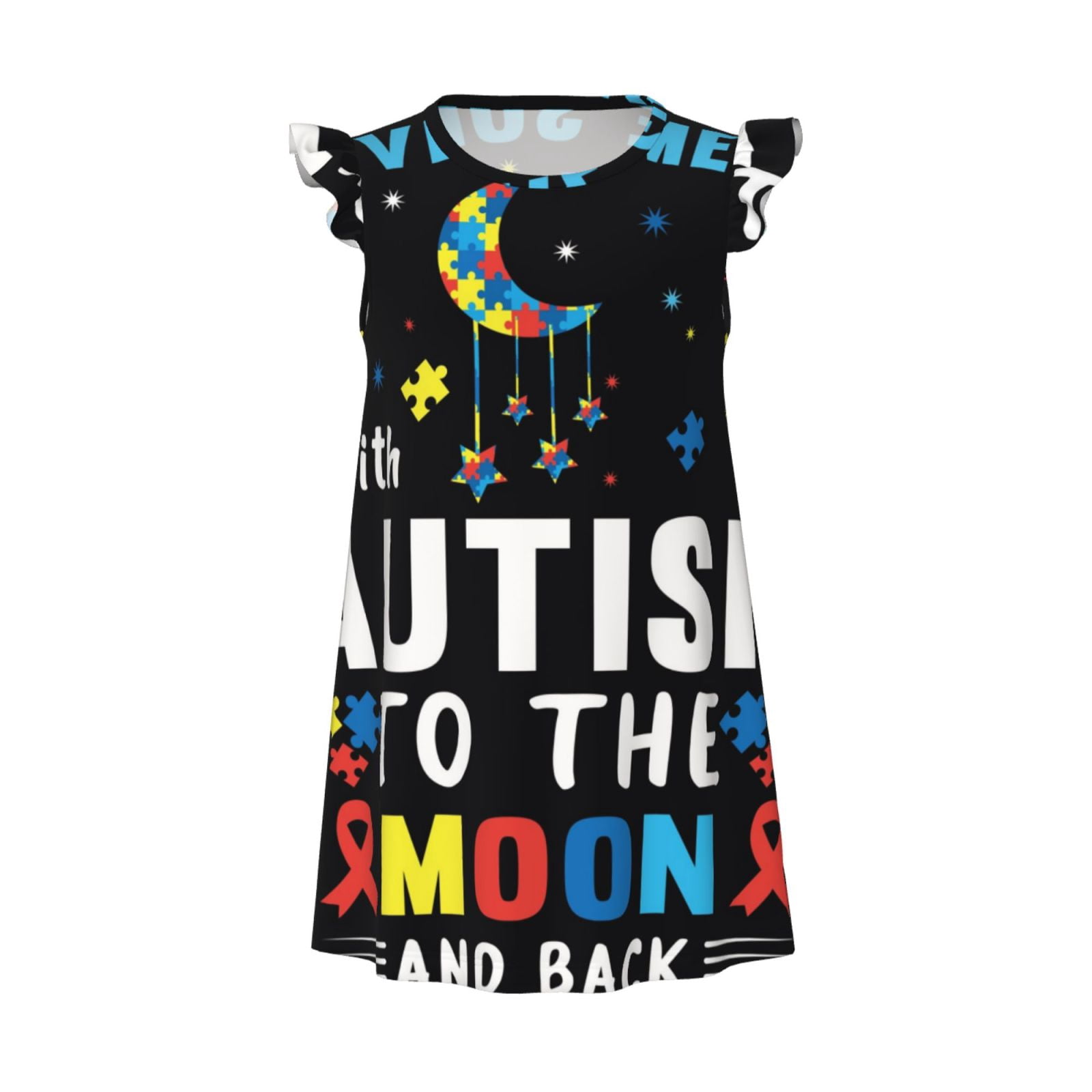 Ratiio I Love With Autism To The Moon And Back Print Girls Nightgowns ...