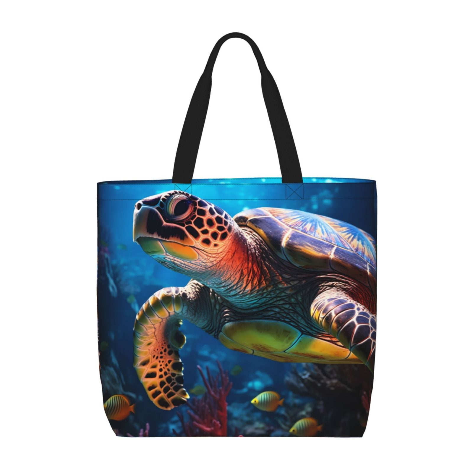 Ratiio Ice Blue Ocean Sea Turtle Print Reusable Grocery Bag Shopping ...