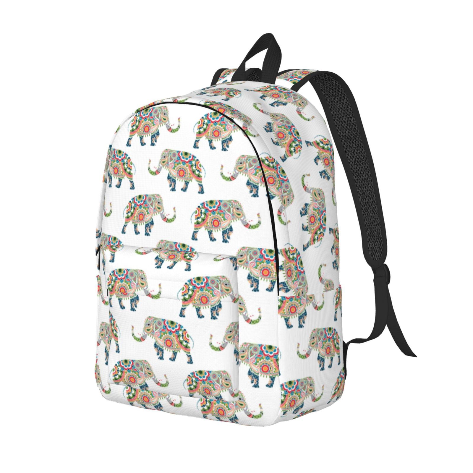 Ratiio Indian Elephant Print Canvas Backpack for Women & Men Retro ...