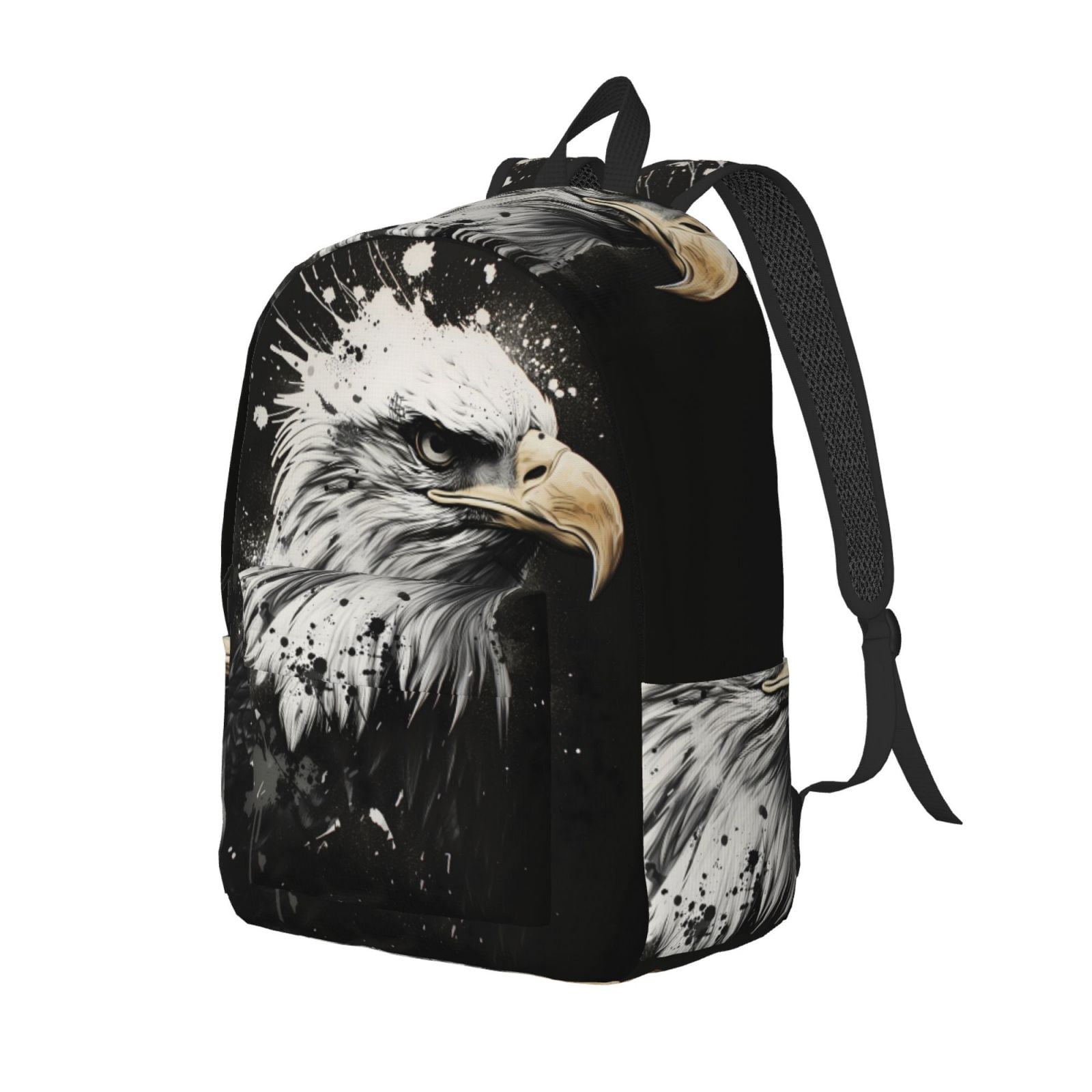 Ratiio Ink Style Bald Eagle Print Canvas Backpack for Women & Men Retro ...
