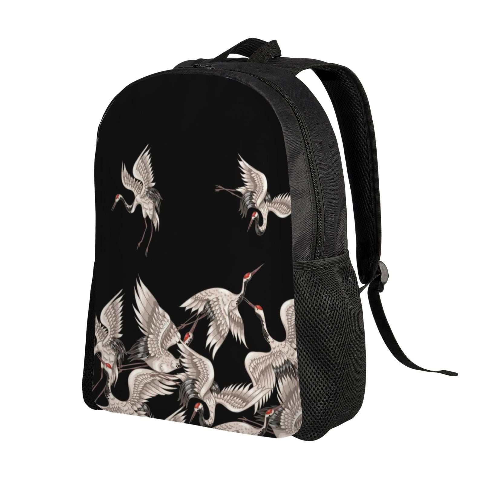 Ratiio Japanese White Crane Print Backpack with Padded 15-inch Laptop ...