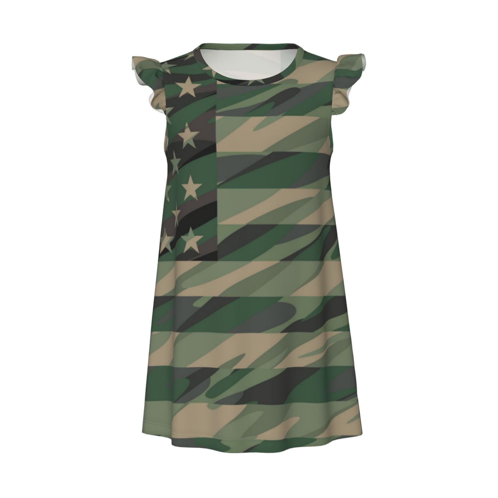 Ratiio Jungle Green Camo USA Flag Print Girls Nightgowns, Princess ...