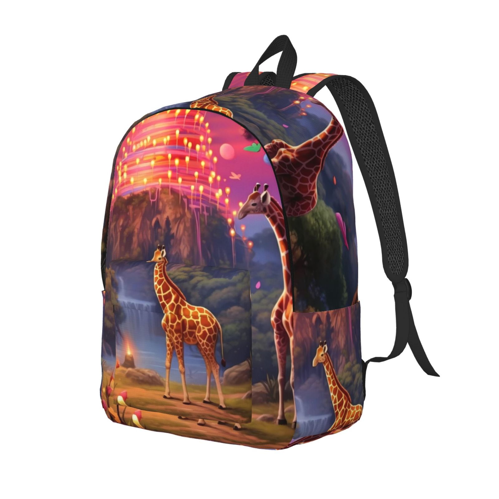 Ratiio Lantern Giraffes Magical Forest Print Canvas Backpack for Women ...
