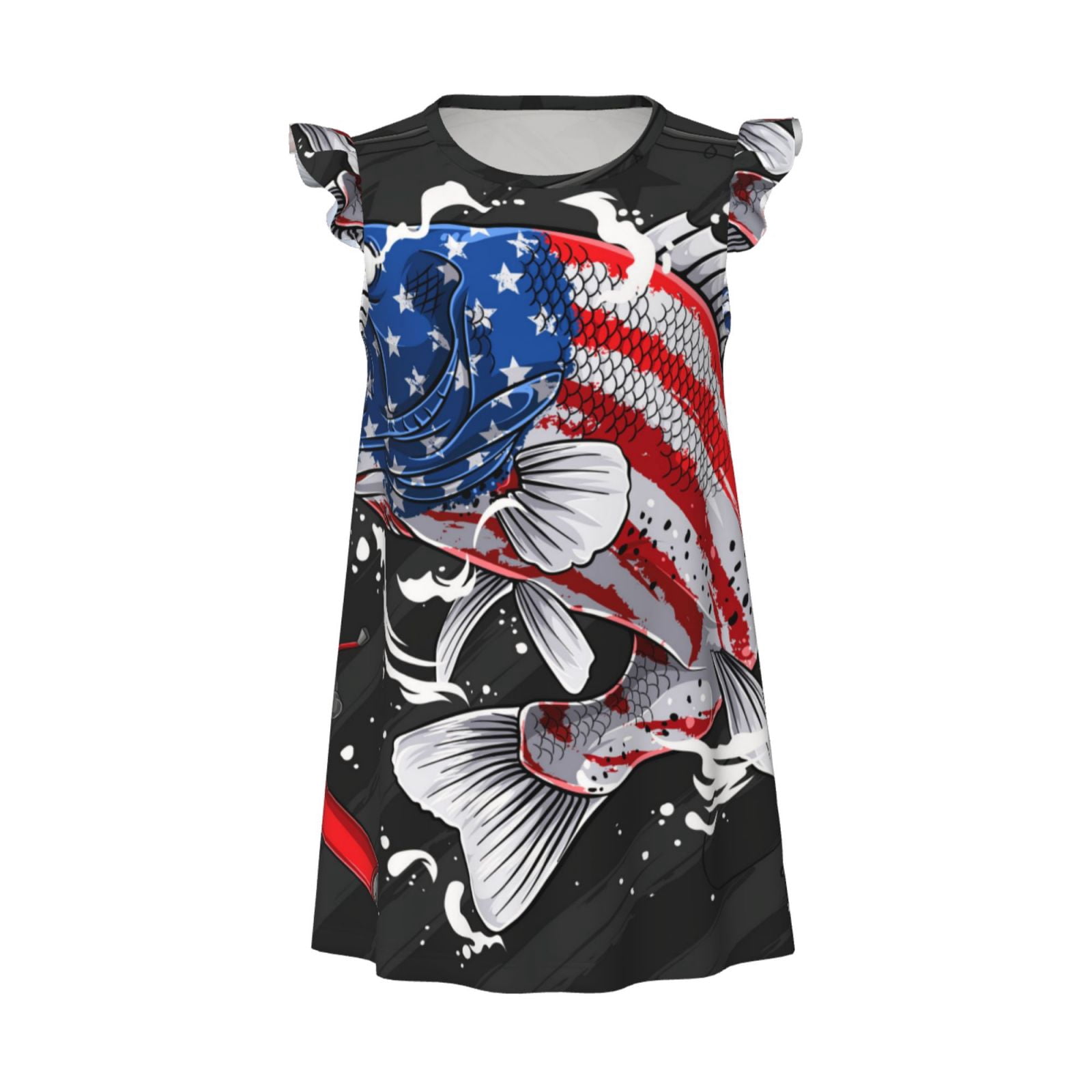 Ratiio Largemouth Bass Fish in USA Print Girls Nightgowns, Princess ...