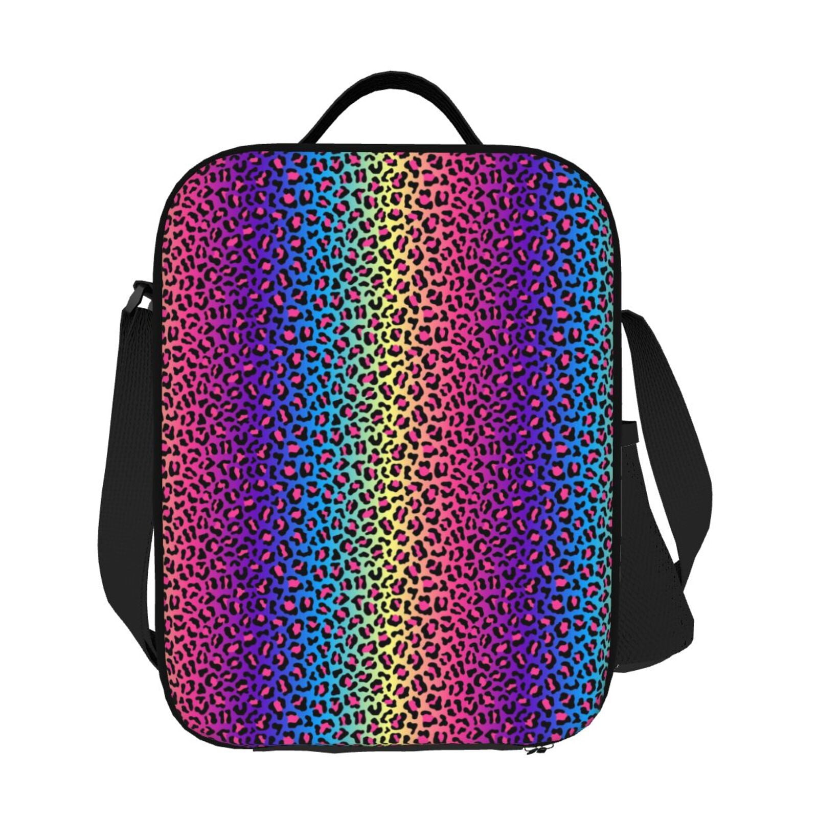 Ratiio Leopard Neon Rainbow Gradient Print Lunch Box - Reusable Lunch ...