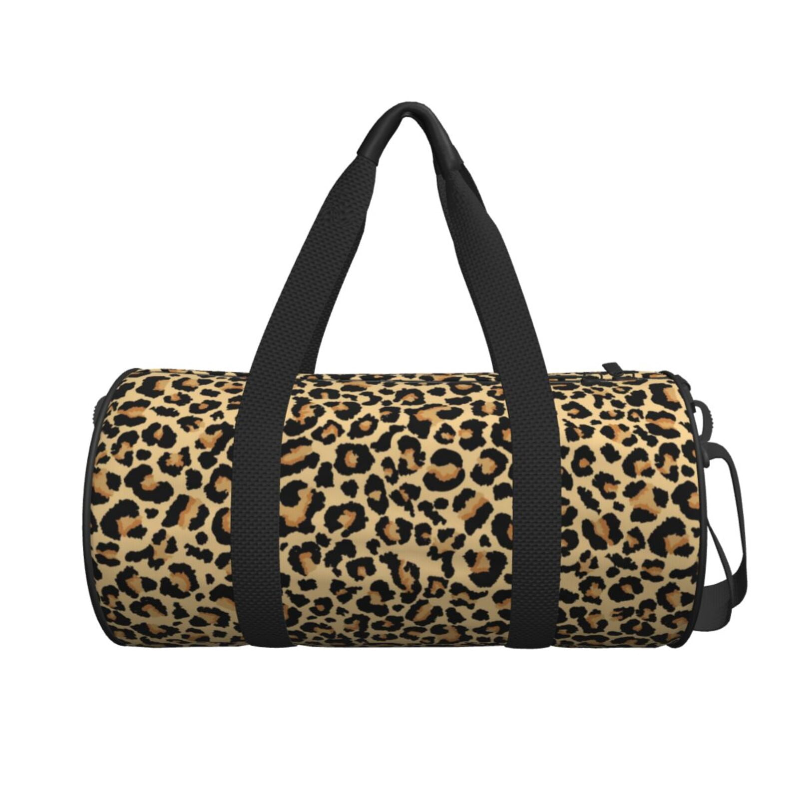 Ratiio Leopard Print Pattern Foldable Sports Gym Bag with Wet Dry ...