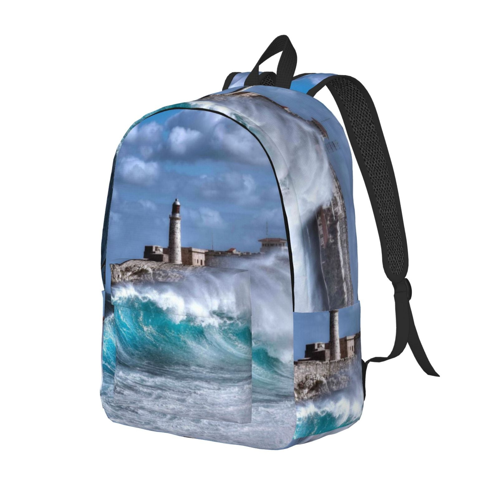 Ratiio Lighthouse in Havana Print Canvas Backpack for Women & Men Retro ...