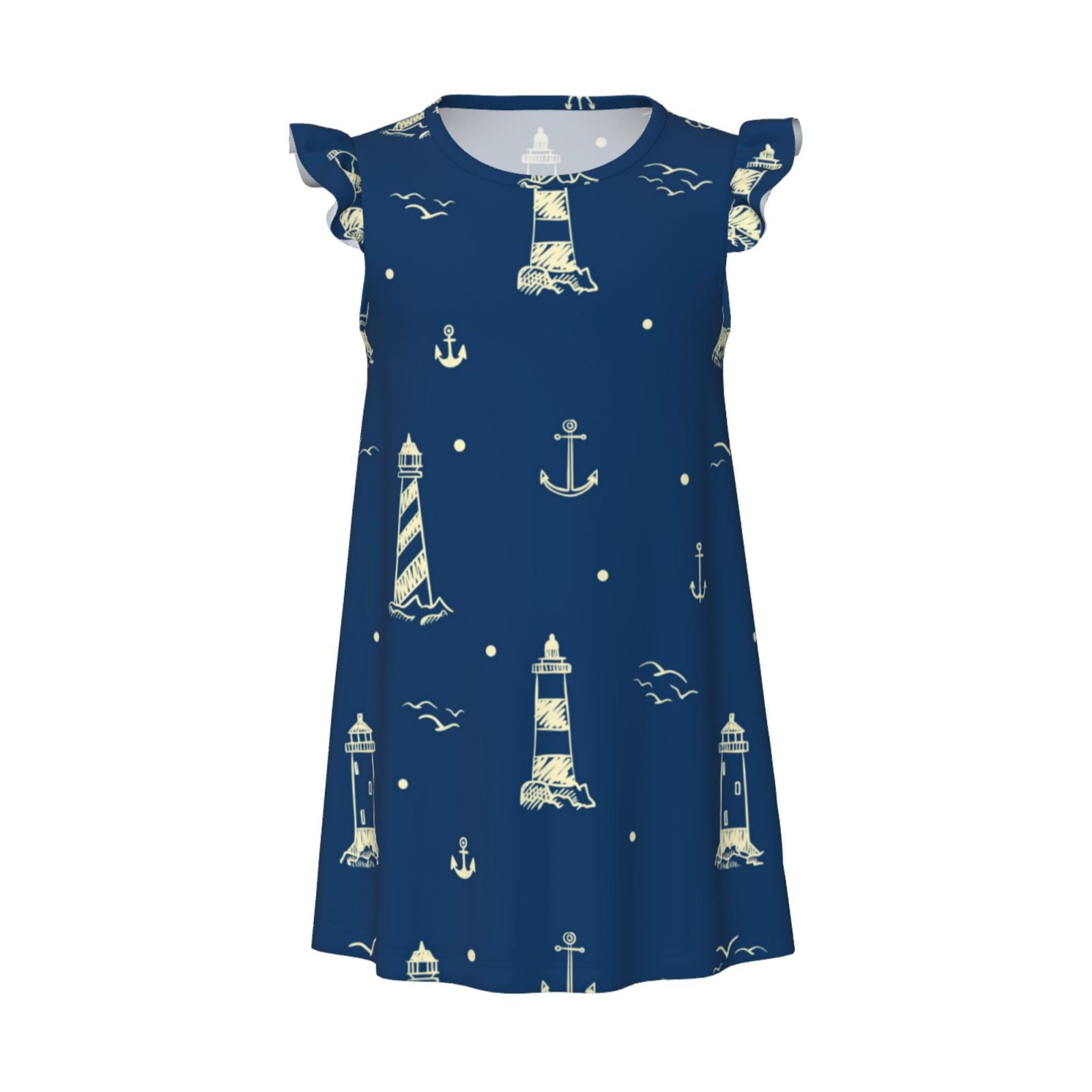 Ratiio Lighthouses and Anchors Print Girls Nightgowns, Princess Pajama ...