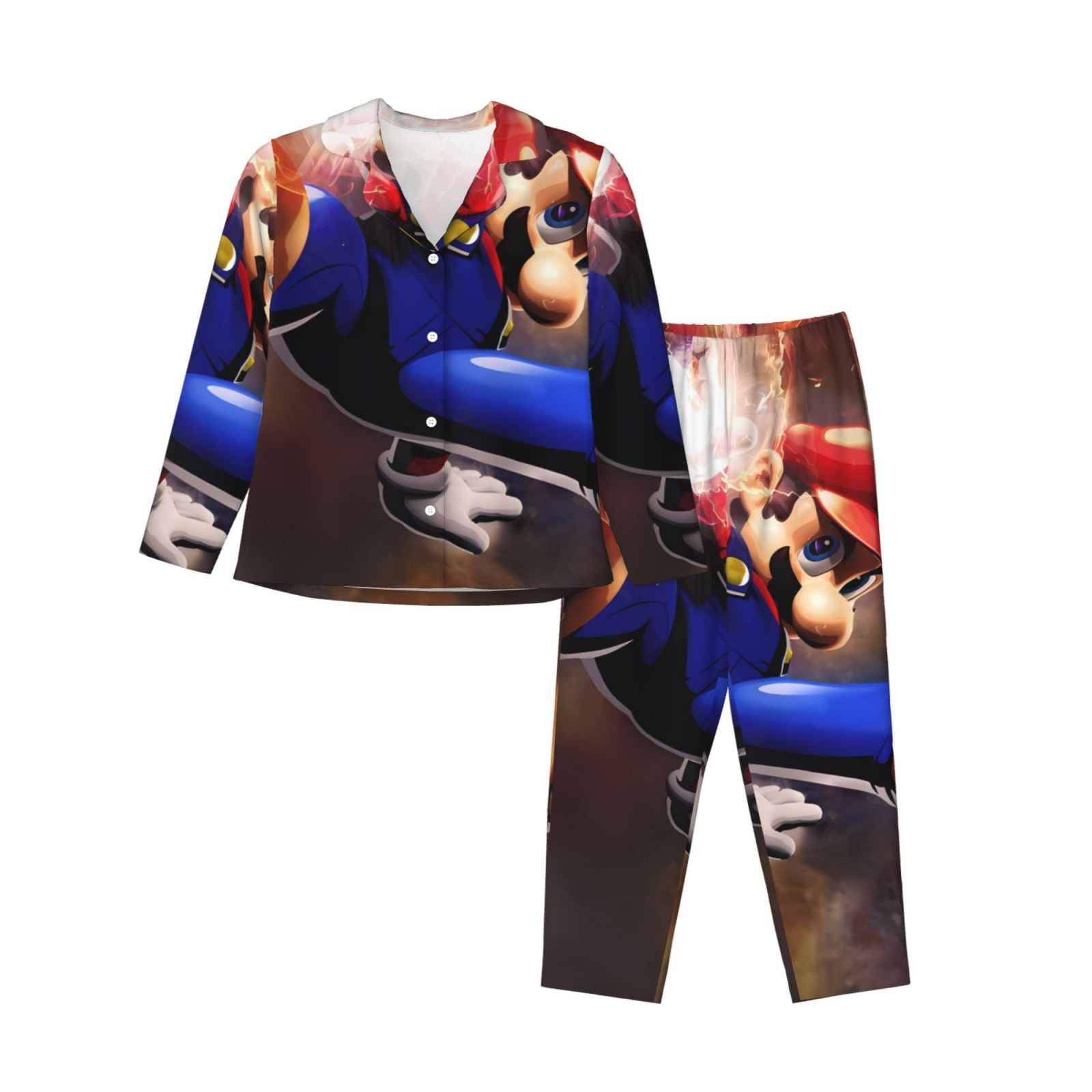 Ratiio Mario Print Womens Pajamas Sets 2 Piece Long Sleeve and Pant Pj ...