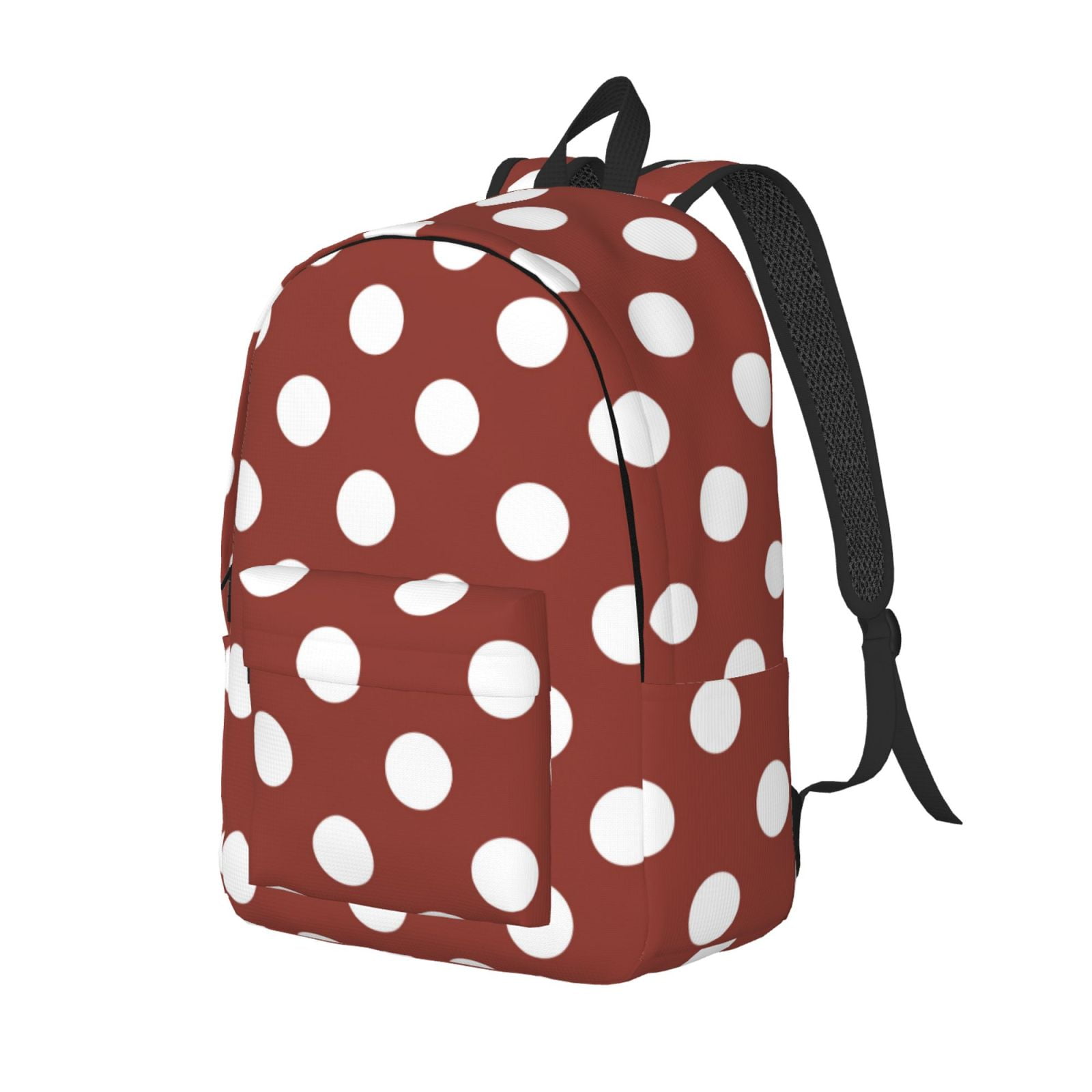 Ratiio Maroon And White Polka Dot Print Canvas Backpack for Women & Men ...