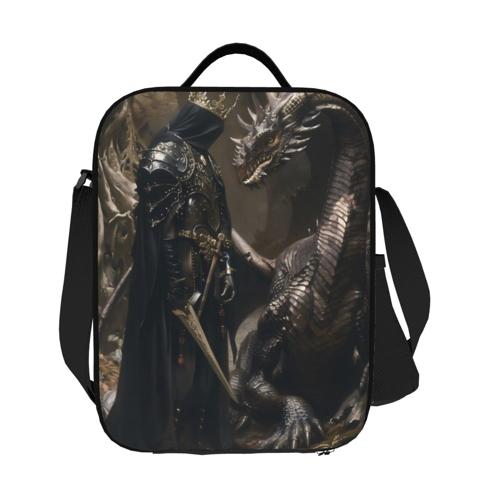 Ratiio Medieval Knight And Dragon Print Lunch Box - Reusable Lunch Bag ...