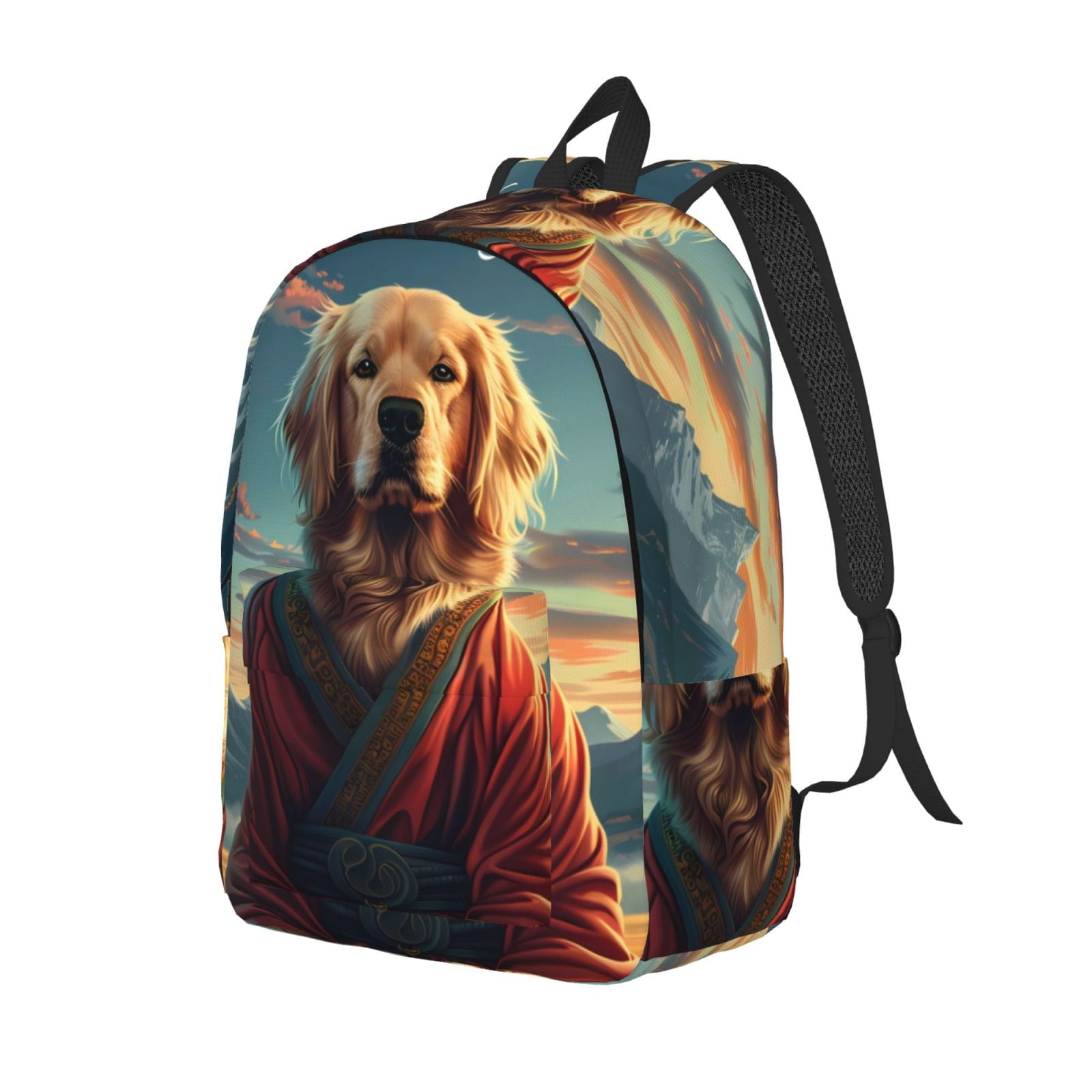 Ratiio Meditating Golden Retriever Print Canvas Backpack for Women ...