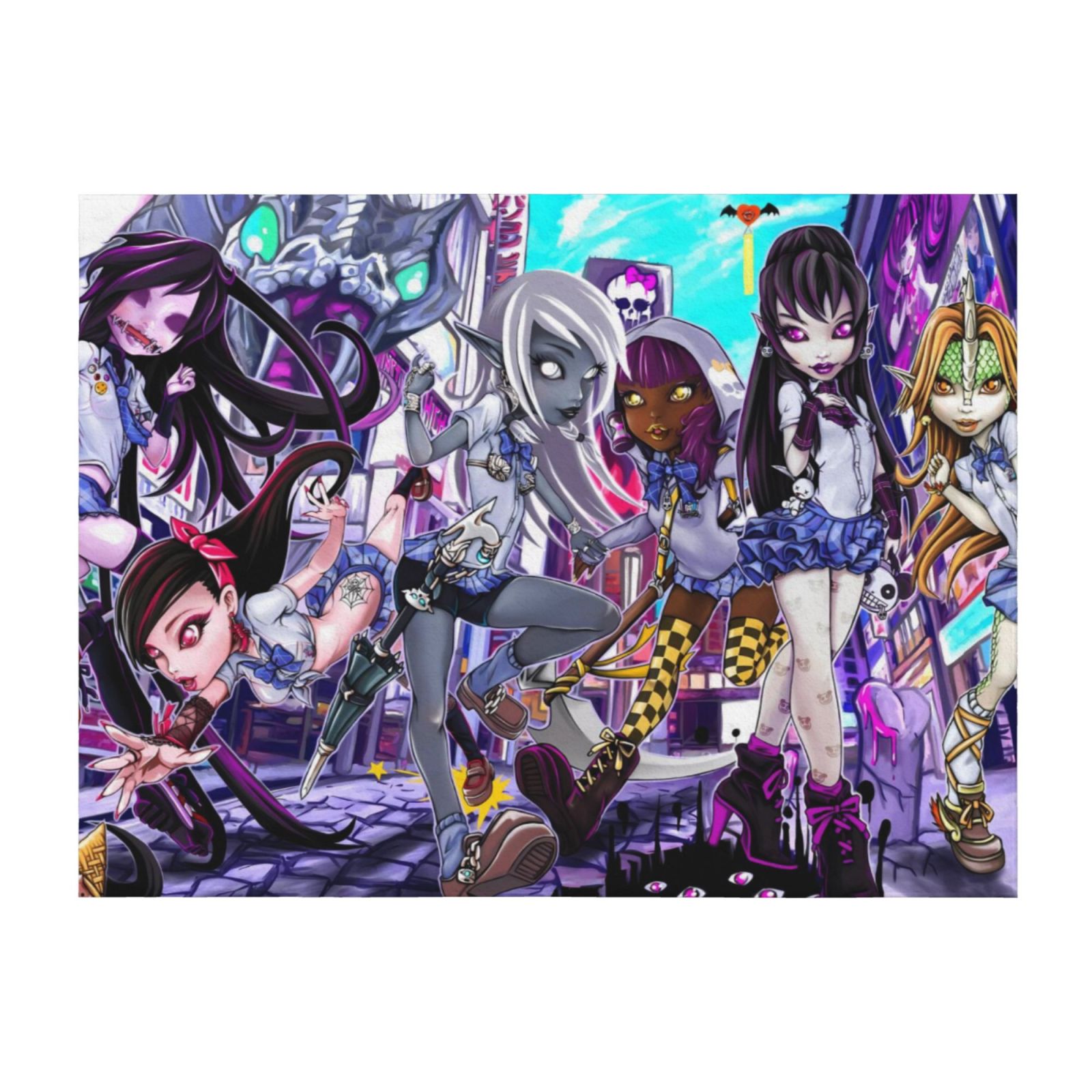 Ratiio Monster High Print Throw Blanket for Couch Sofa or Bed Throw ...