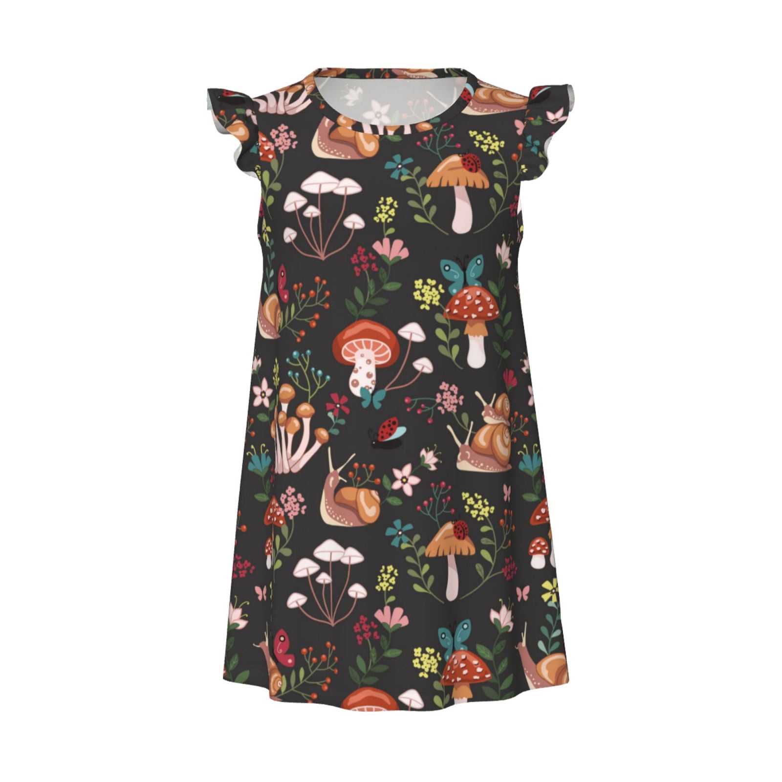 Ratiio Mushroom Snail Print Girls Nightgowns, Princess Pajama Dresses ...