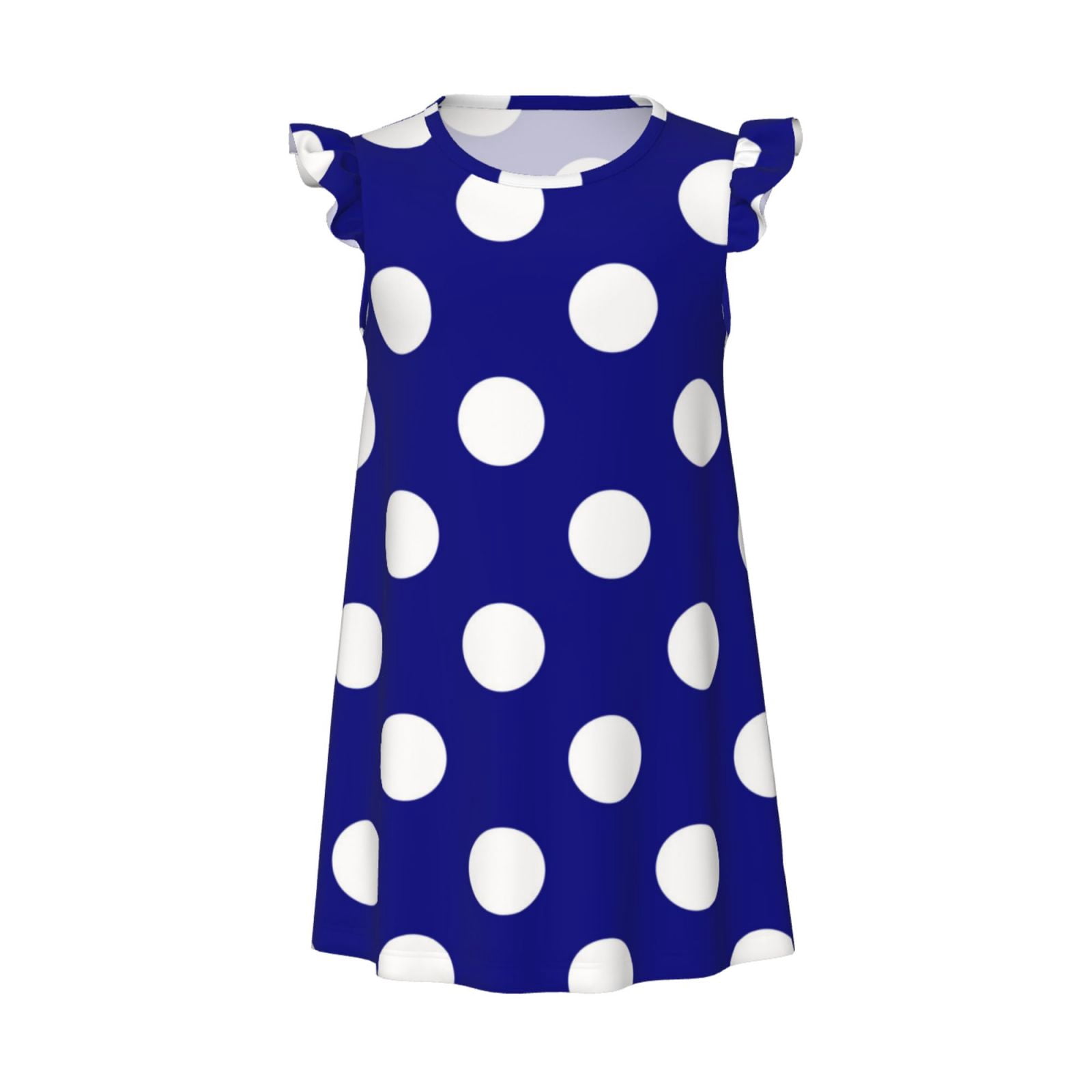 Ratiio Navy And White Polka Dot Print Girls Nightgowns, Princess Pajama ...