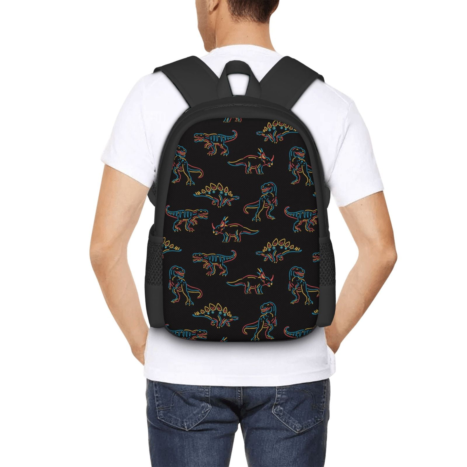 Ratiio Neon Dinosaur Backpack for Men and Women - Durable 600D Oxford ...