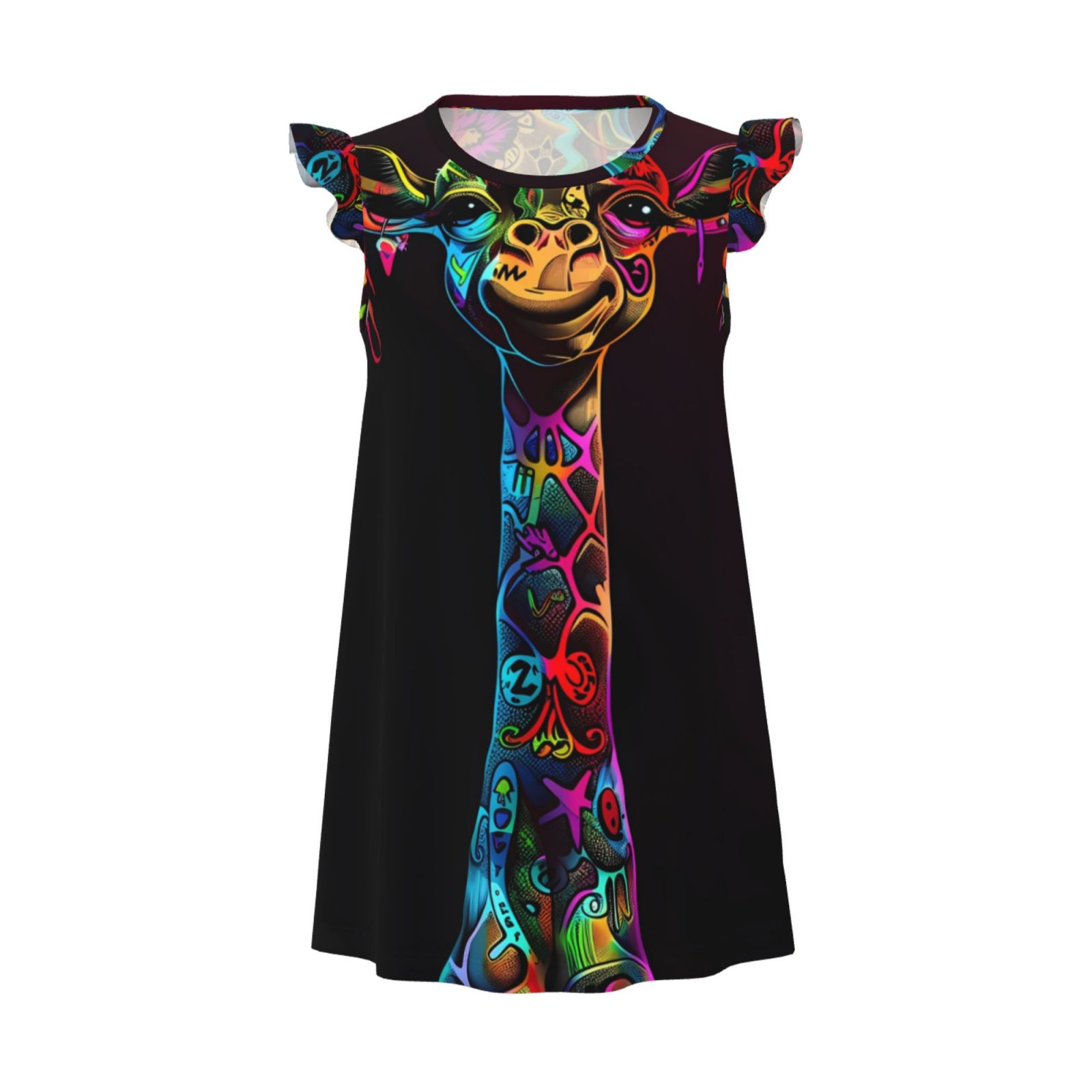 Ratiio Neon Psychedelic Giraffe Print Girls Nightgowns, Princess Pajama ...