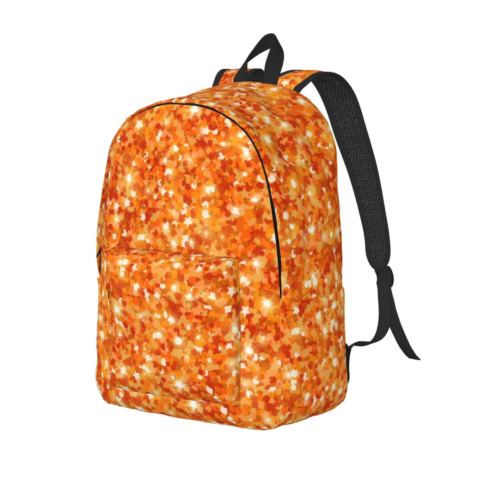 Ratiio Orange Glitter Print Canvas Backpack for Women & Men Retro ...