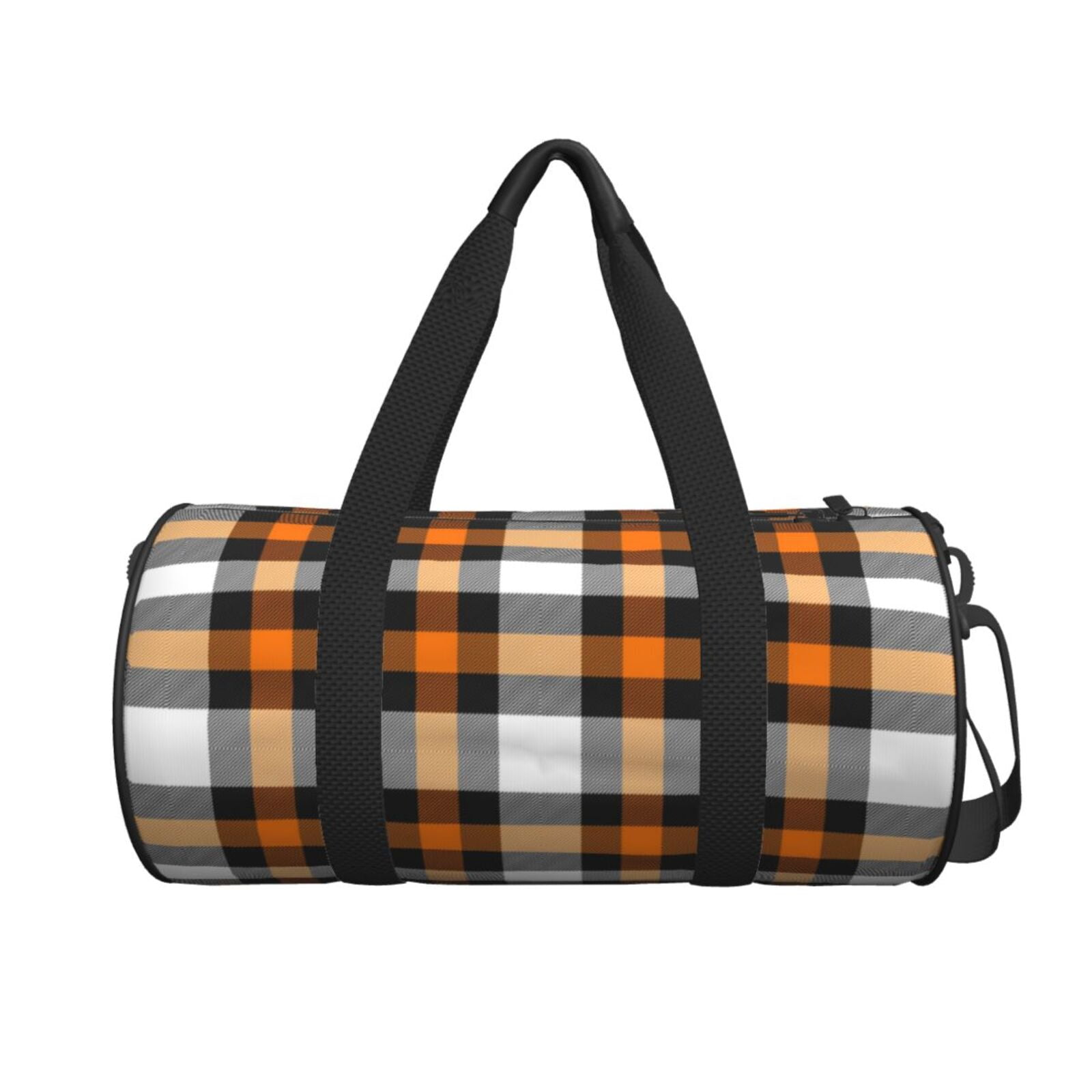 Ratiio Orange Plaid Pattern Foldable Sports Gym Bag with Wet Dry Pocket ...