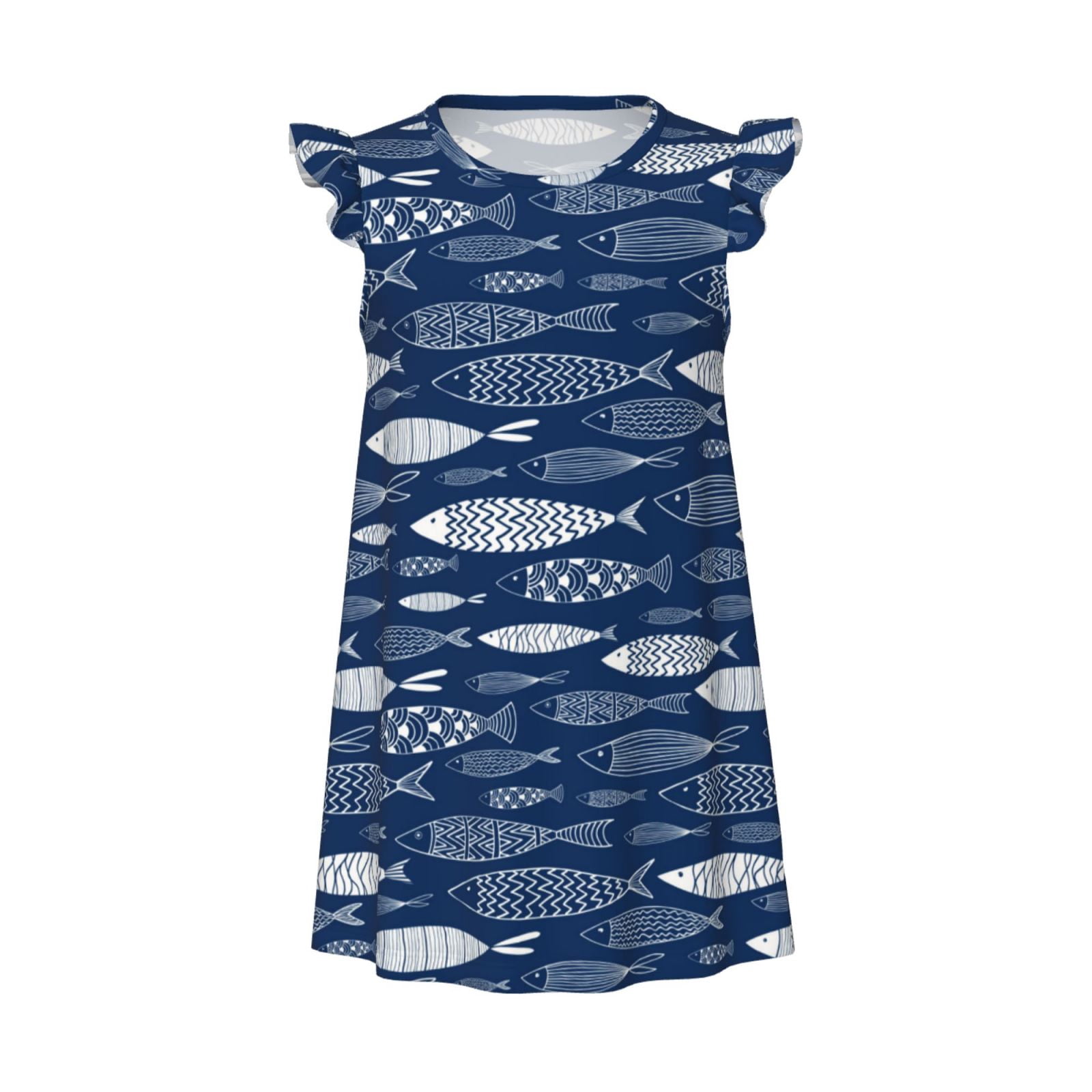 Ratiio Ornamental Fish Print Girls Nightgowns, Princess Pajama Dresses ...