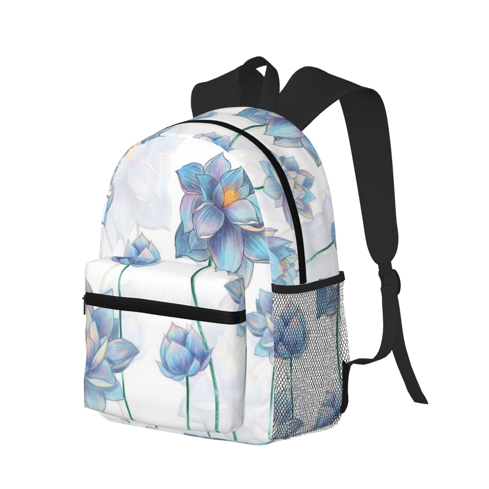 Ratiio Pale Blue Lotus Flowers Print Casual Backpack for Men and Women ...