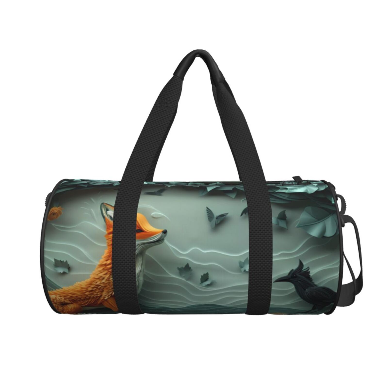 Ratiio Paper Fox Crow Fantasy Pattern Foldable Sports Gym Bag with Wet ...