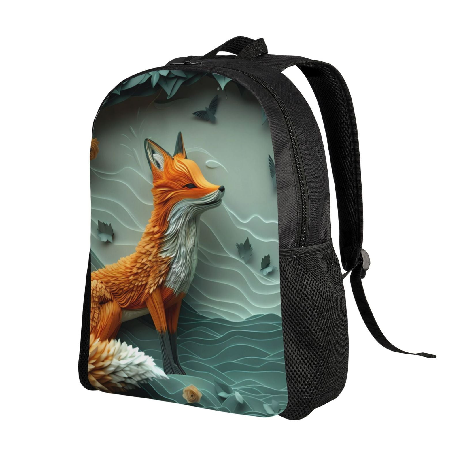 Ratiio Paper Fox Crow Fantasy Print Backpack with Padded 15-inch Laptop ...