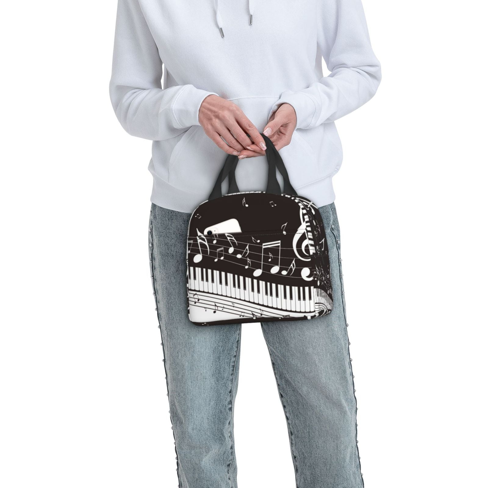 Ratiio Piano Keys With Musical Notes Print Lunch Bag Lunch Box ...