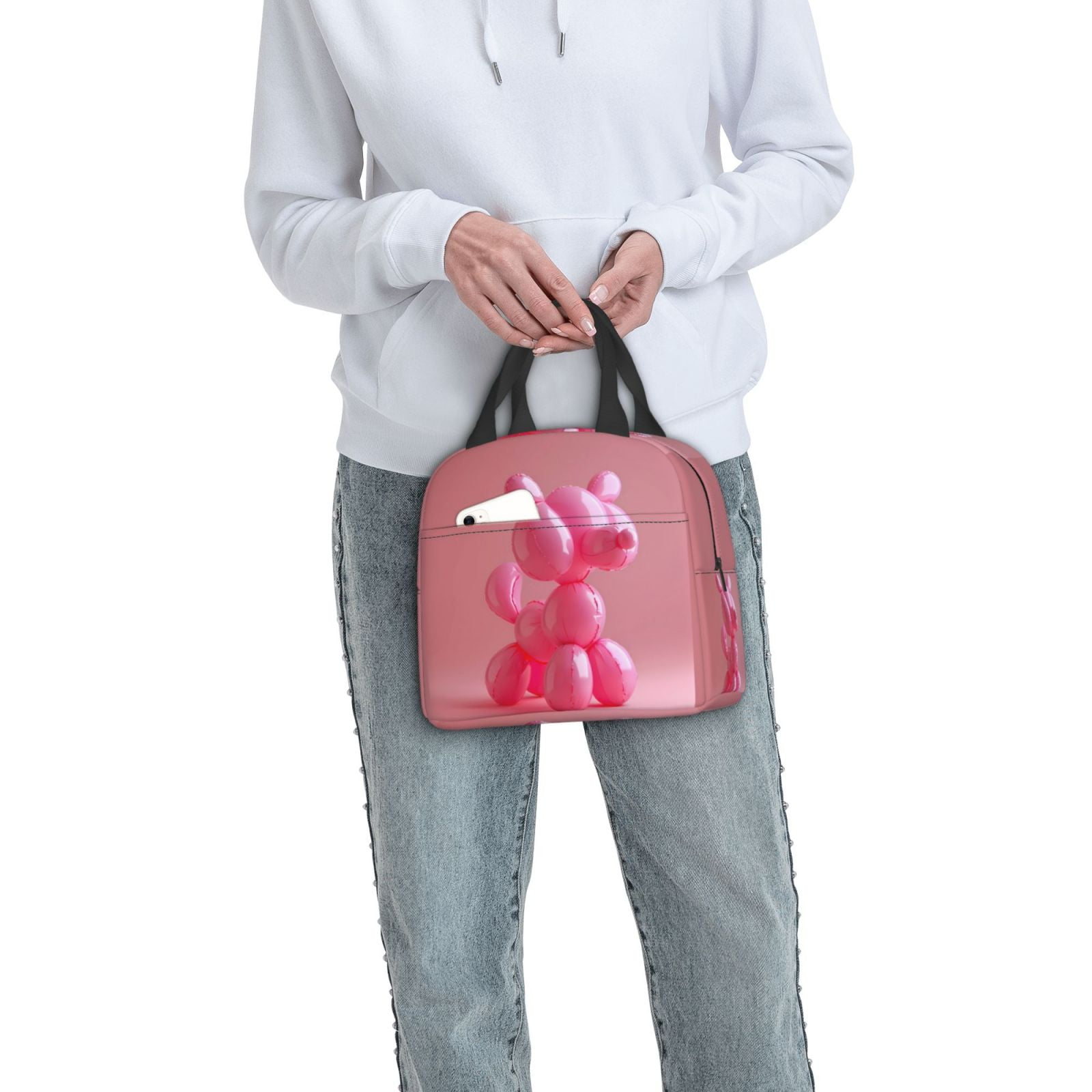 Ratiio Pink Balloon Puppy Art Print Lunch Bag Lunch Box Insulated Lunch ...