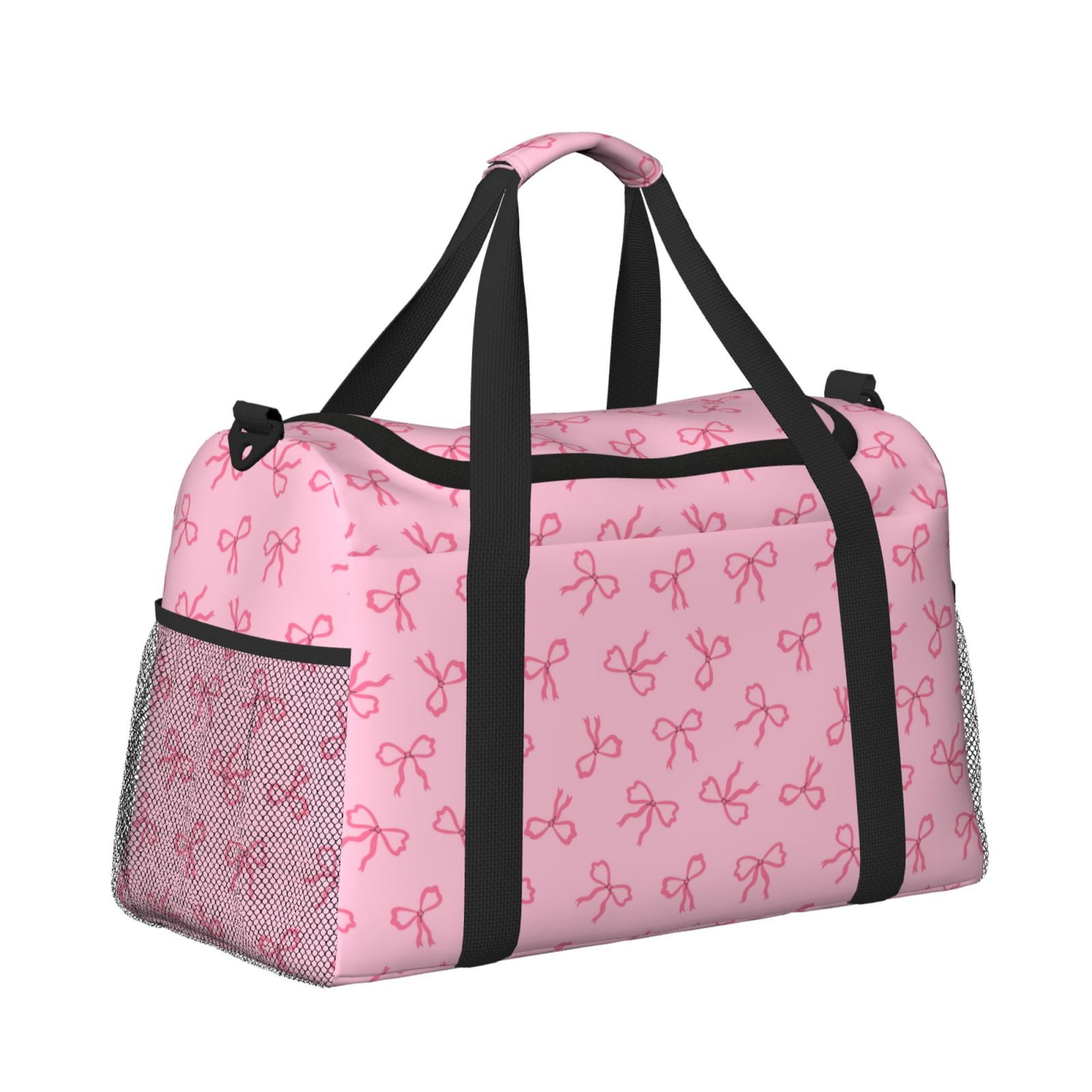 Ratiio Pink Bows Pattern Hand Travel Bag, Weekender Carry On for Women ...
