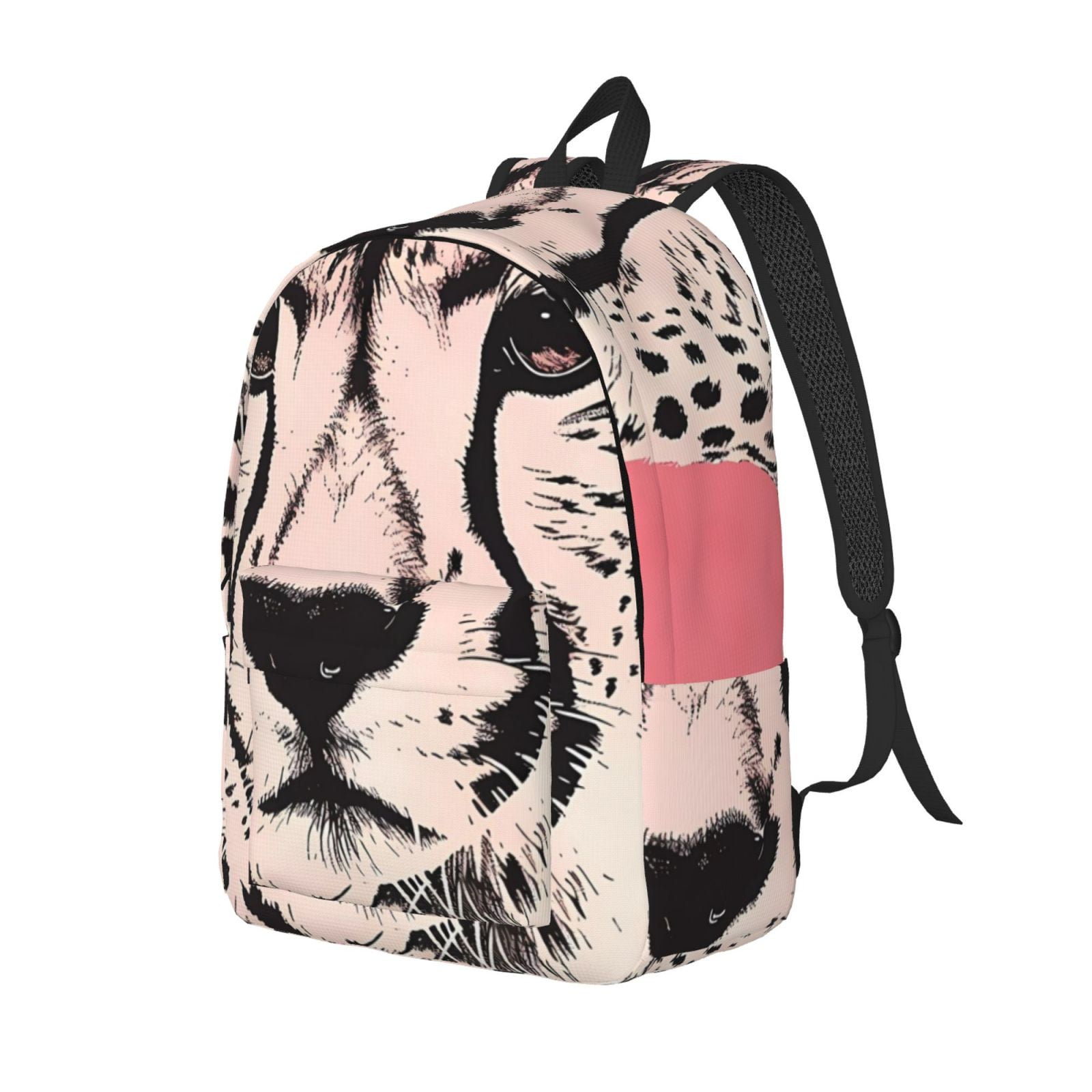 Ratiio Pink Cheetah Art Print Canvas Backpack for Women & Men Retro ...
