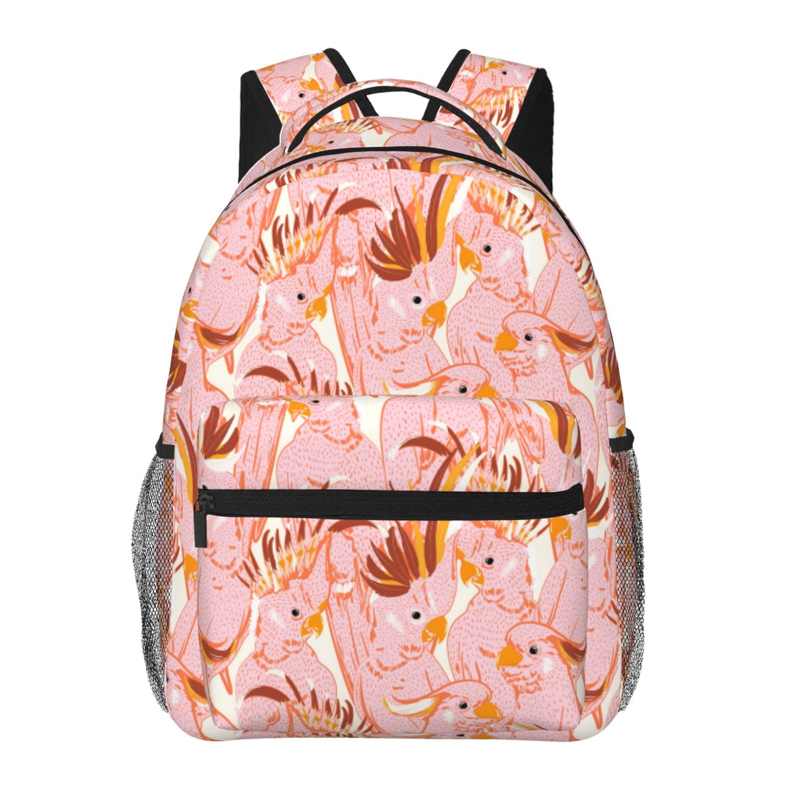 Ratiio Pink Cockatoo Birds Print Eco-Friendly Casual Backpack, Water ...