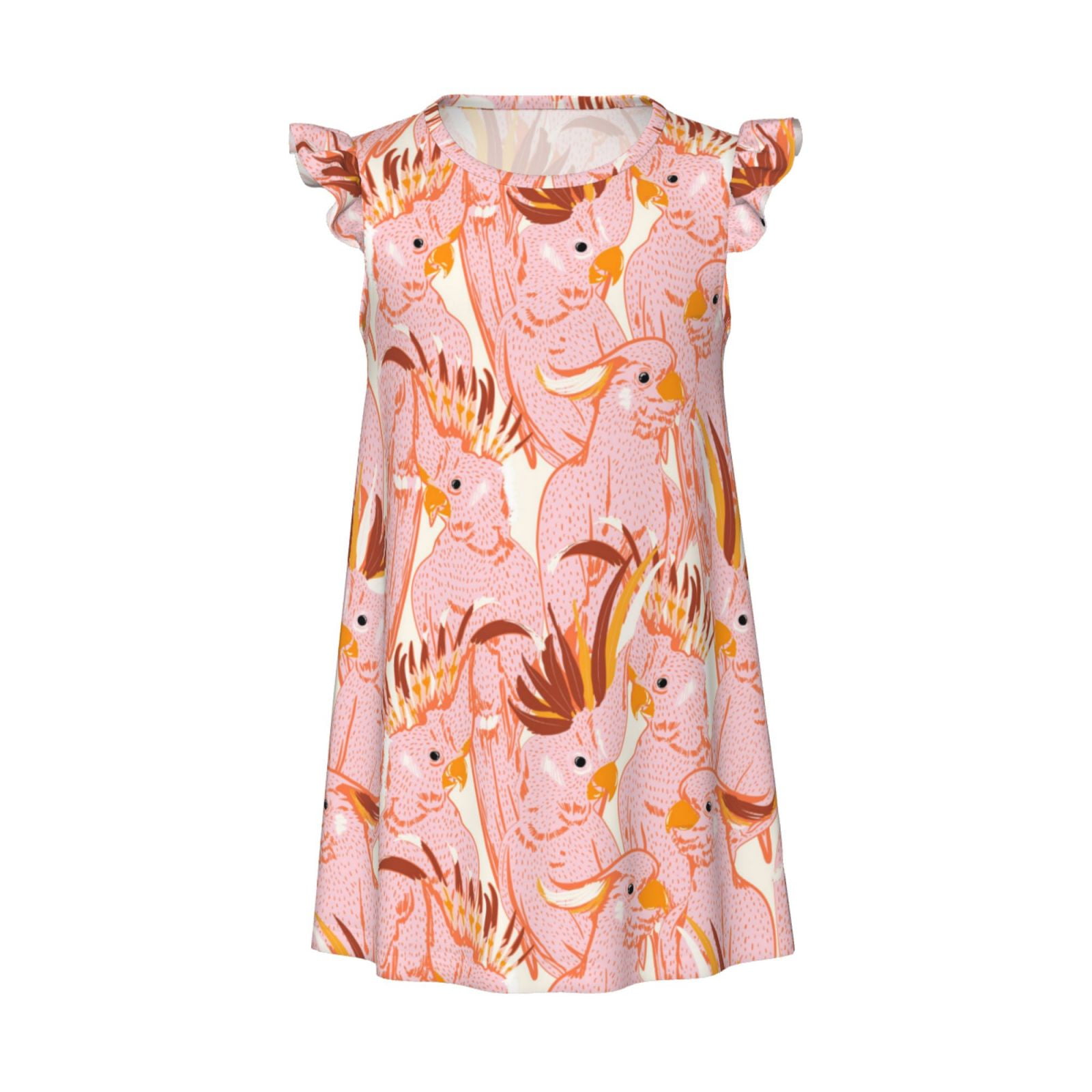 Ratiio Pink Cockatoo Birds Print Girls Nightgowns, Princess Pajama ...