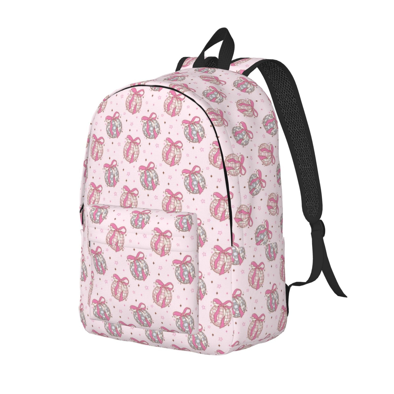 Ratiio Pink Disco Ball Print Canvas Backpack for Women & Men Retro ...