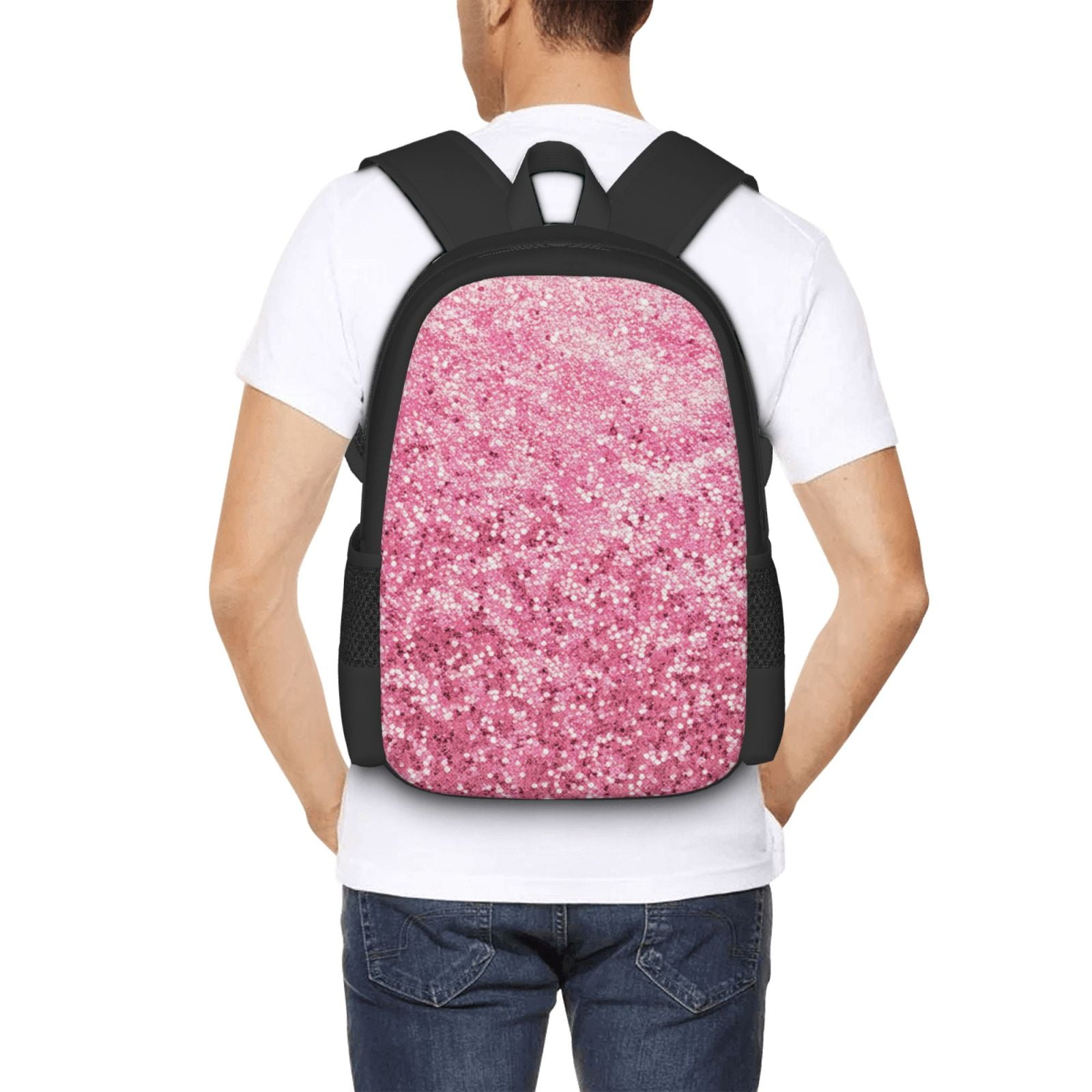 Ratiio Pink Glitter Backpack for Men and Women - Durable 600D Oxford ...