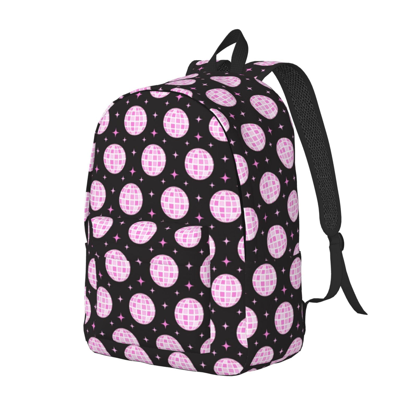 Ratiio Pink Groovy Disco Ball Print Canvas Backpack for Women & Men ...