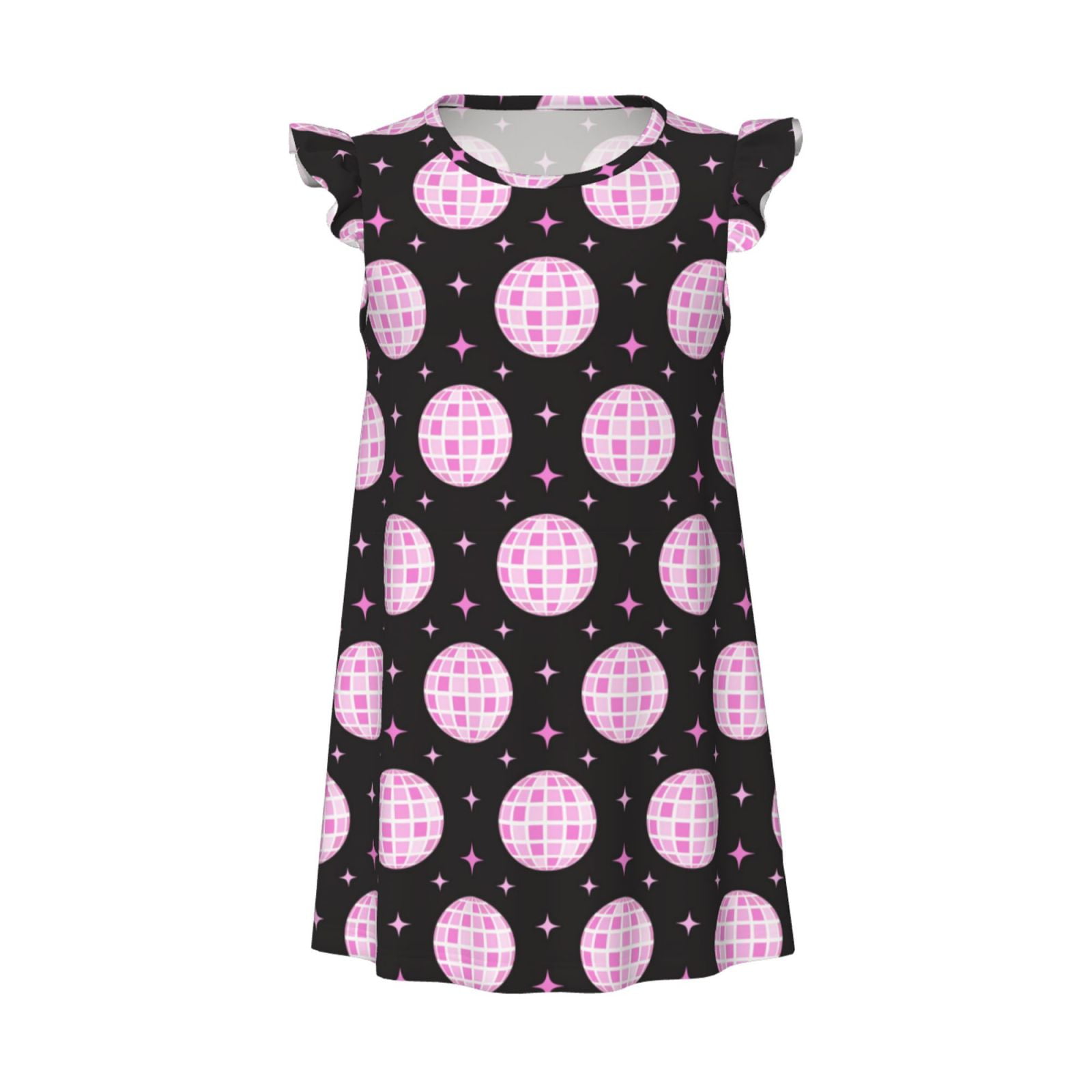 Ratiio Pink Groovy Disco Ball Print Girls Nightgowns, Princess Pajama ...