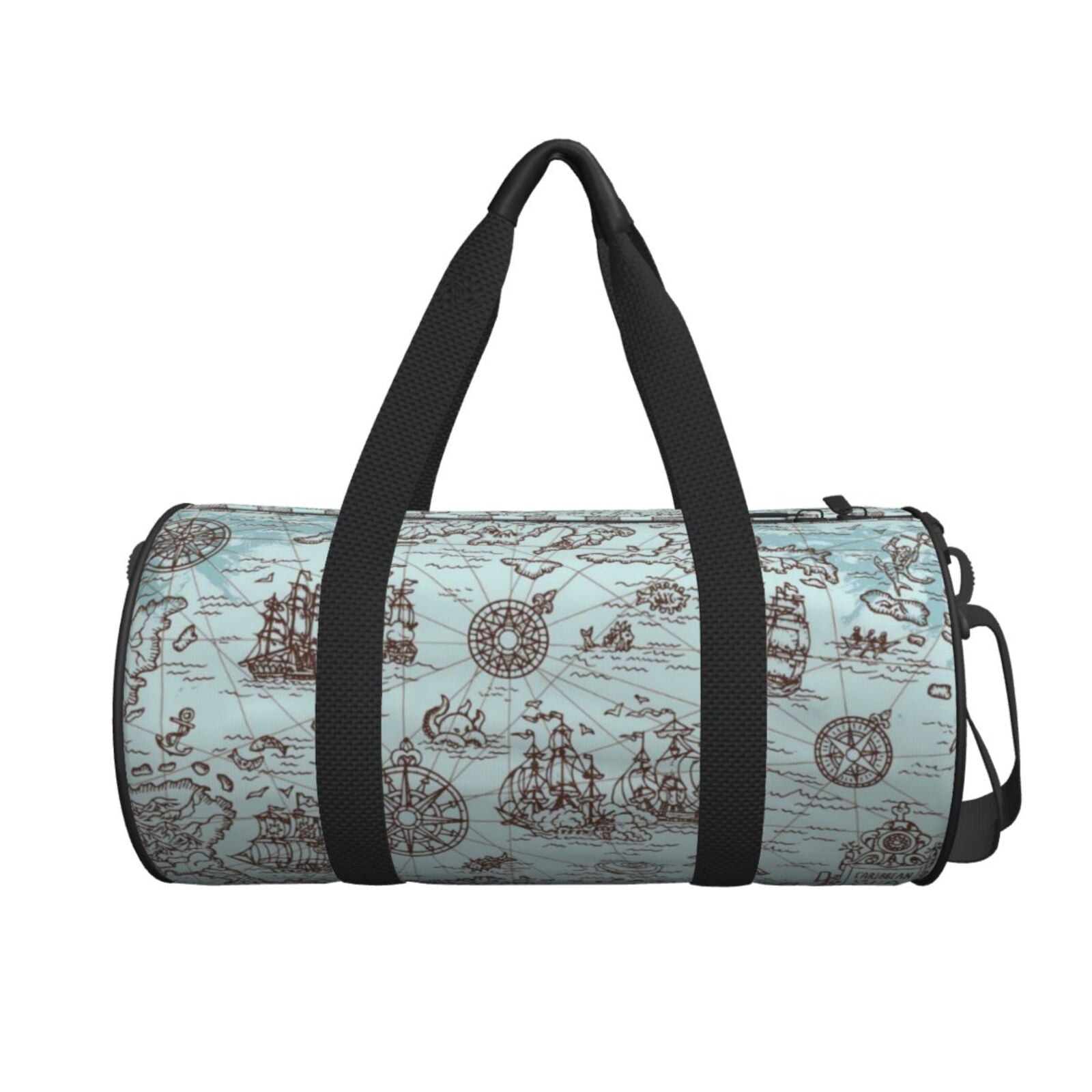 Ratiio Pirate Adventure Map Pattern Foldable Sports Gym Bag with Wet ...
