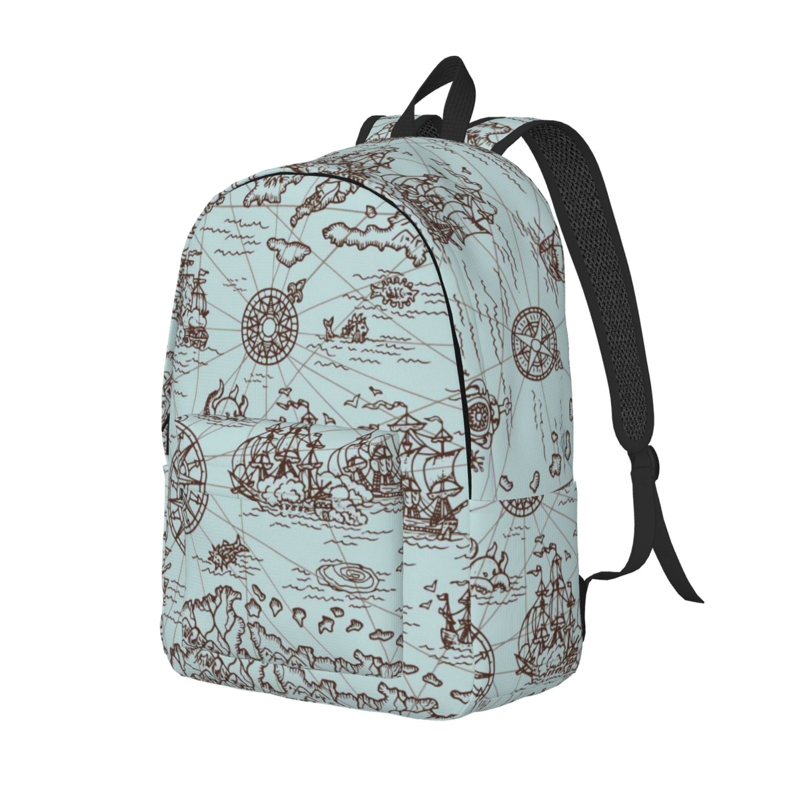 Ratiio Pirate Adventure Map Print Canvas Backpack for Women & Men Retro ...