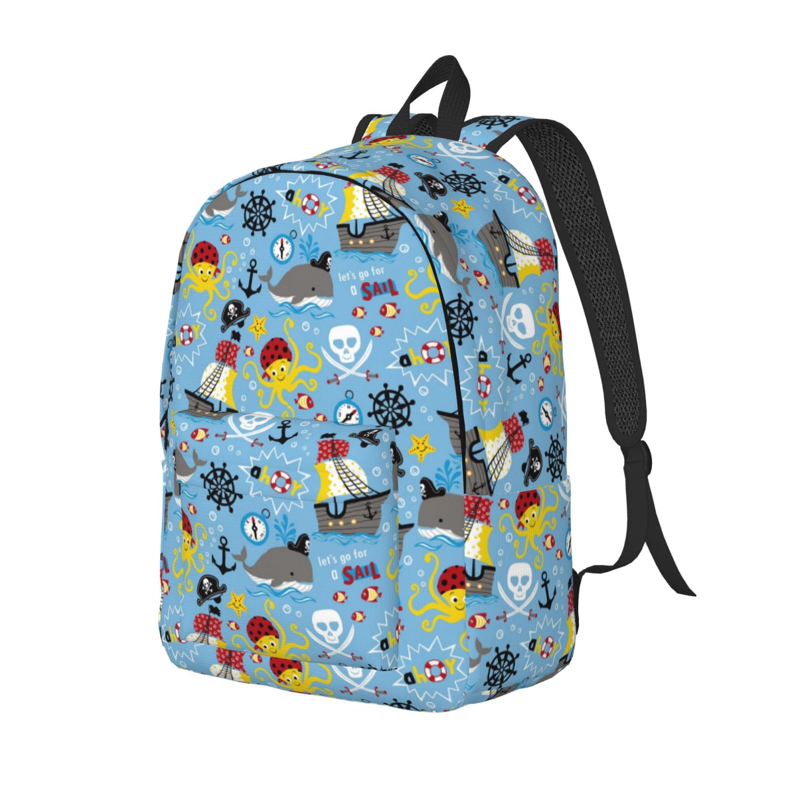 Ratiio Pirate Marine Animals Print Canvas Backpack for Women & Men ...