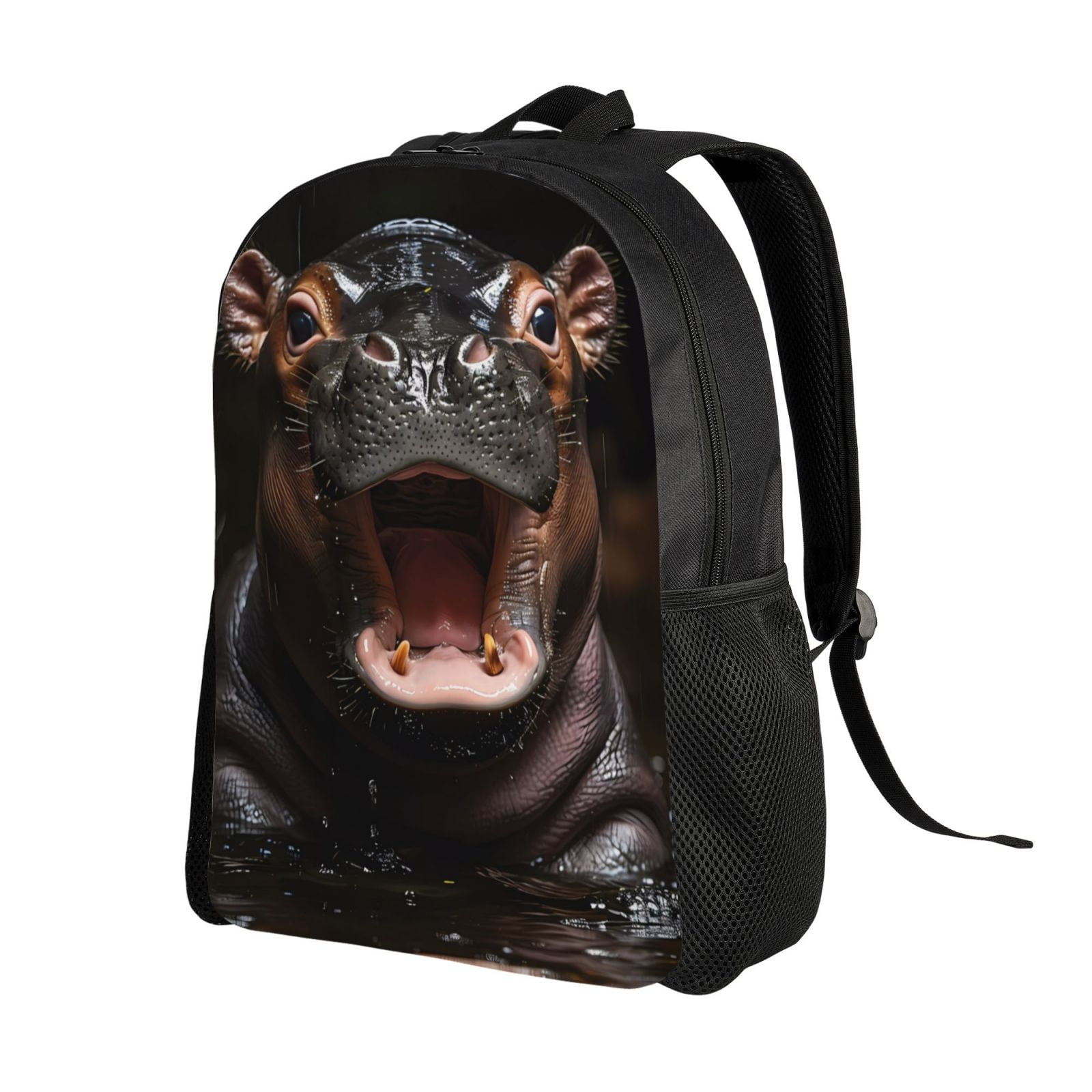 Ratiio Playful Baby Hippo Splash Print Backpack with Padded 15-inch ...