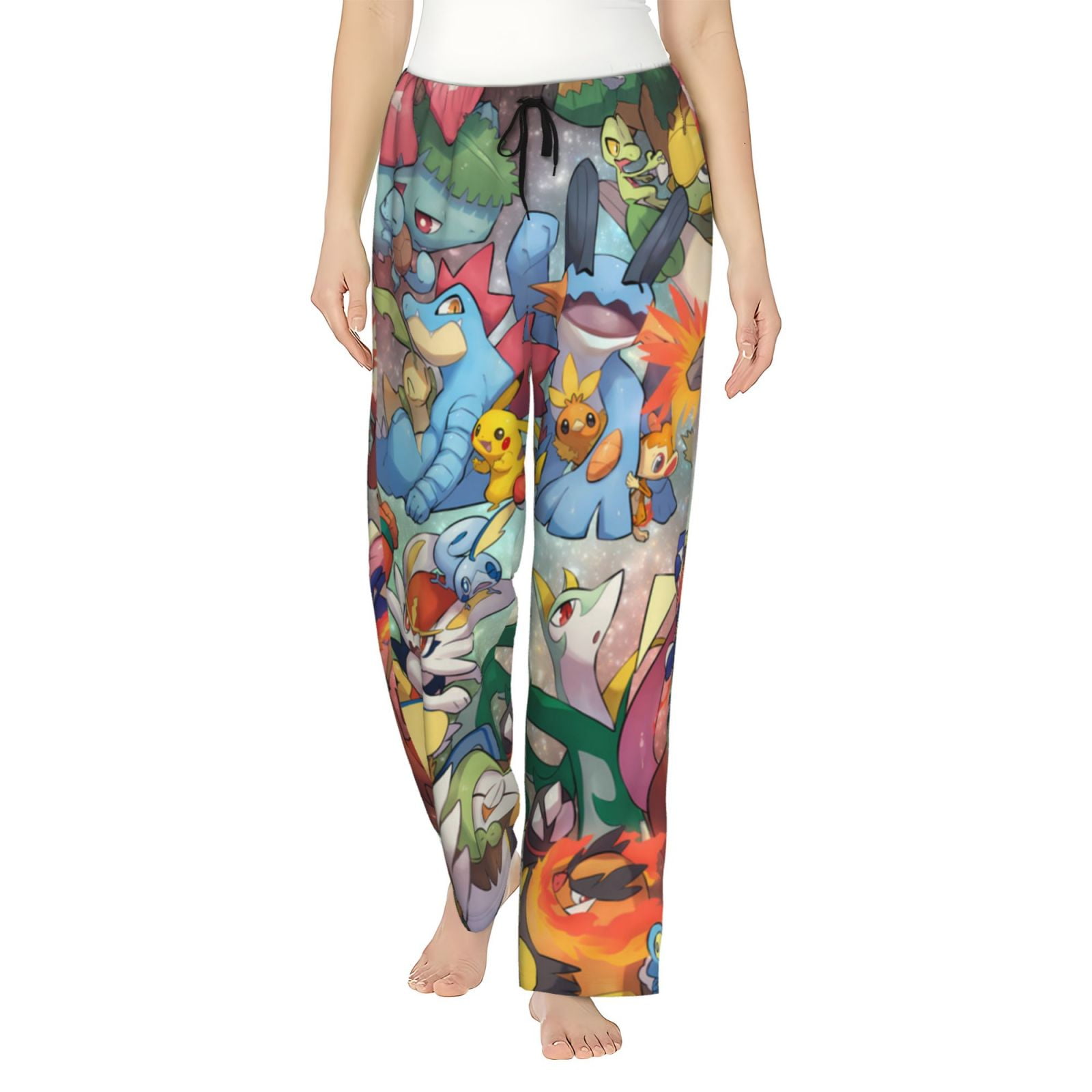 Ratiio Pokemon Print Women Soft Pajama Long Pants, Comfy Wide Leg Lounge Pants With Pockets ...