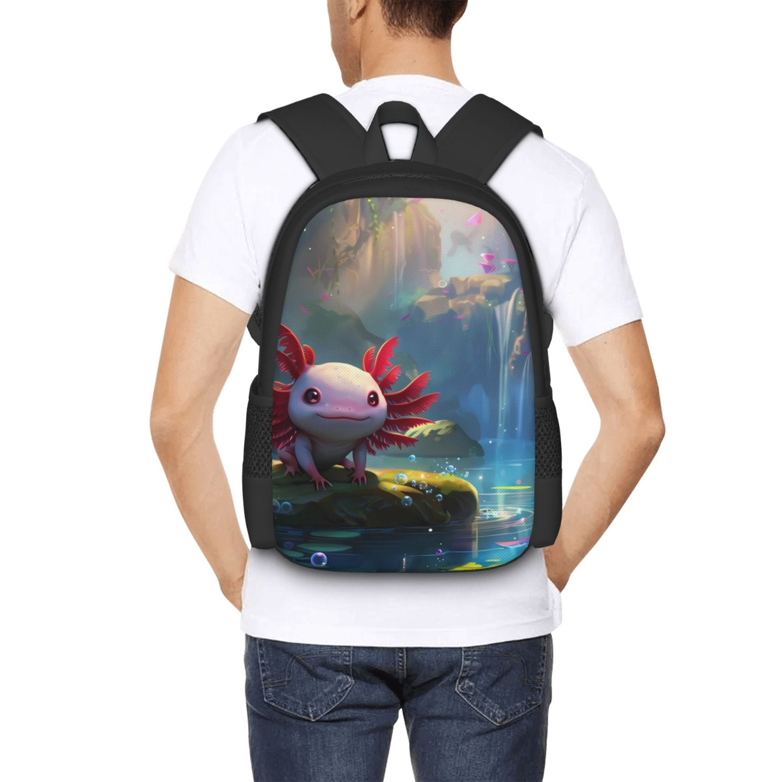 Ratiio Pond Cute Axolotl Backpack for Men and Women - Durable 600D ...