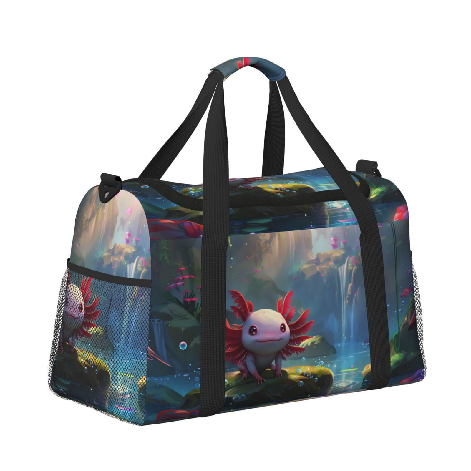 Ratiio Pond Cute Axolotl Pattern Hand Travel Bag, Weekender Carry On ...