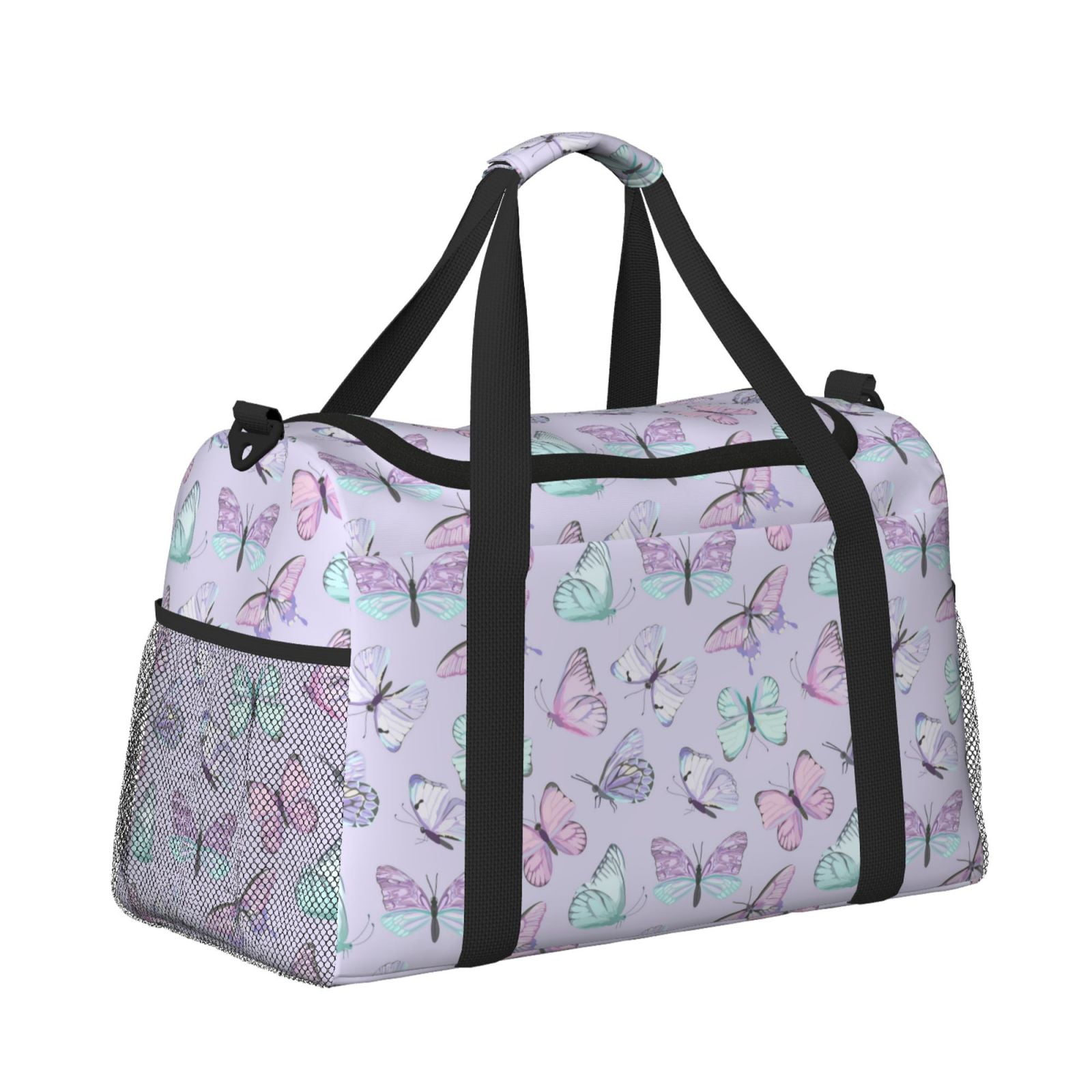 Ratiio Purple Butterfly Pattern Hand Travel Bag, Weekender Carry On for ...